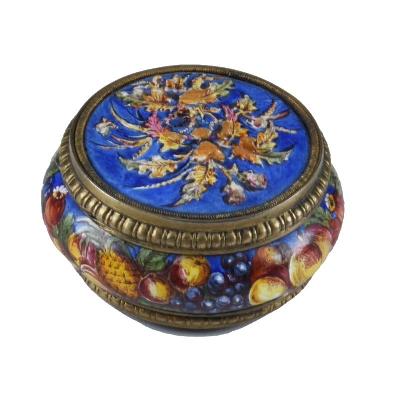 Late 19th Century French Enamel on Brass Patch Box | EBTH