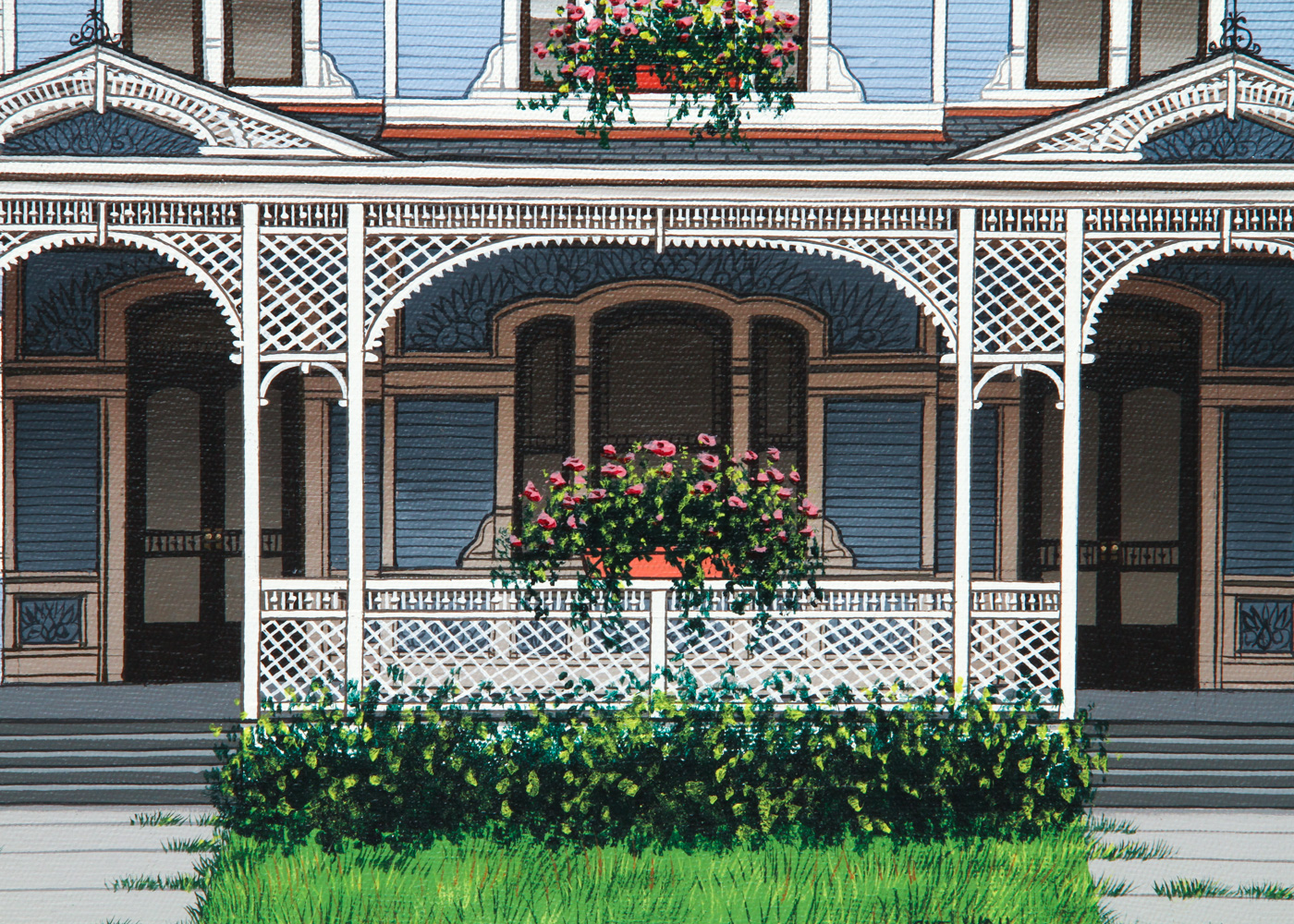 Sue Wall Acrylic on Canvas Victorian House Rendering | EBTH