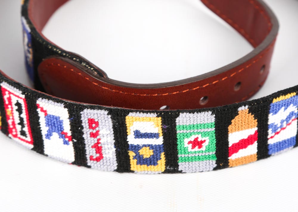 Smathers & Branson Hand Stitched Needlepoint Beer Can Belt | EBTH