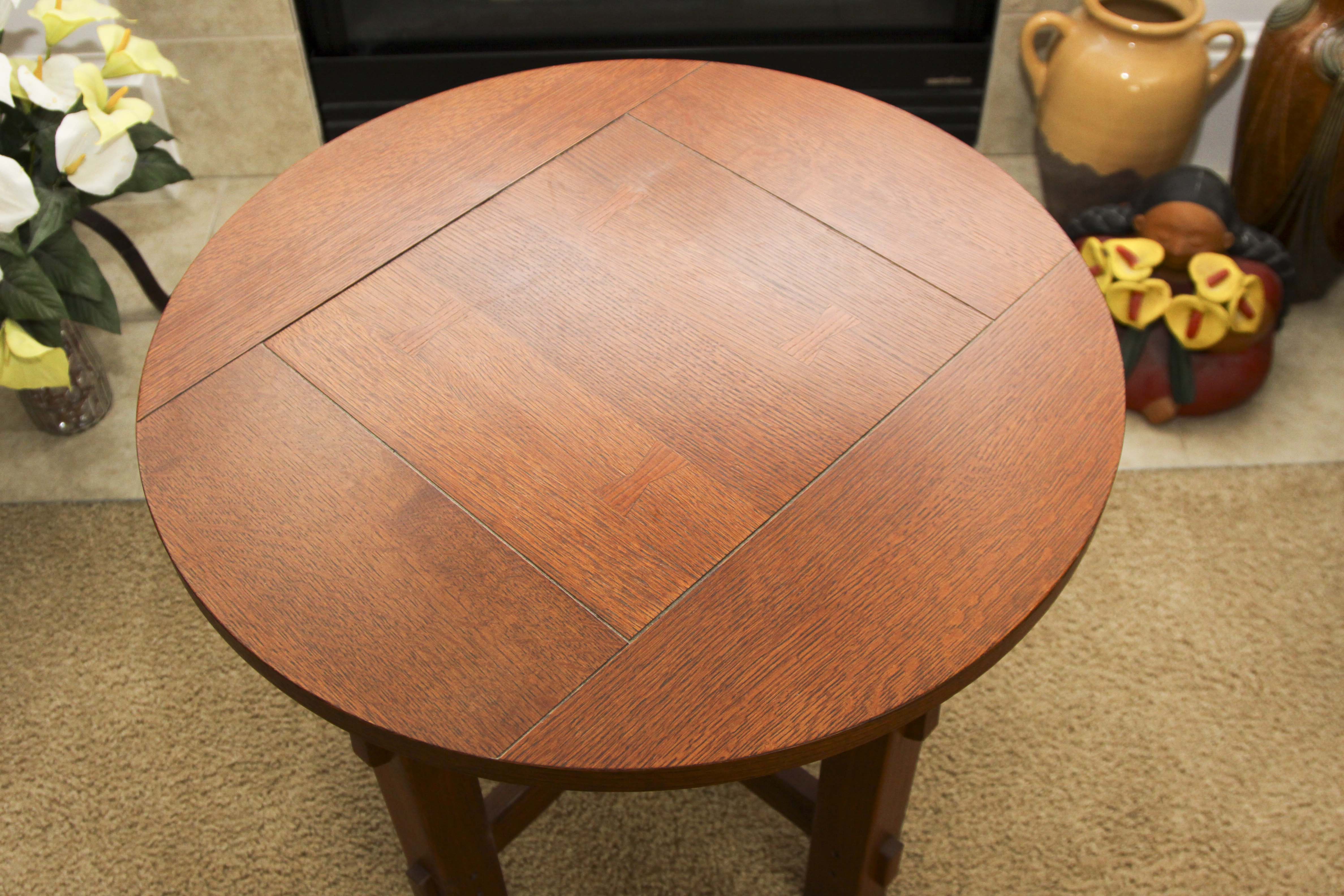 Mission Style Round End Table | EBTH