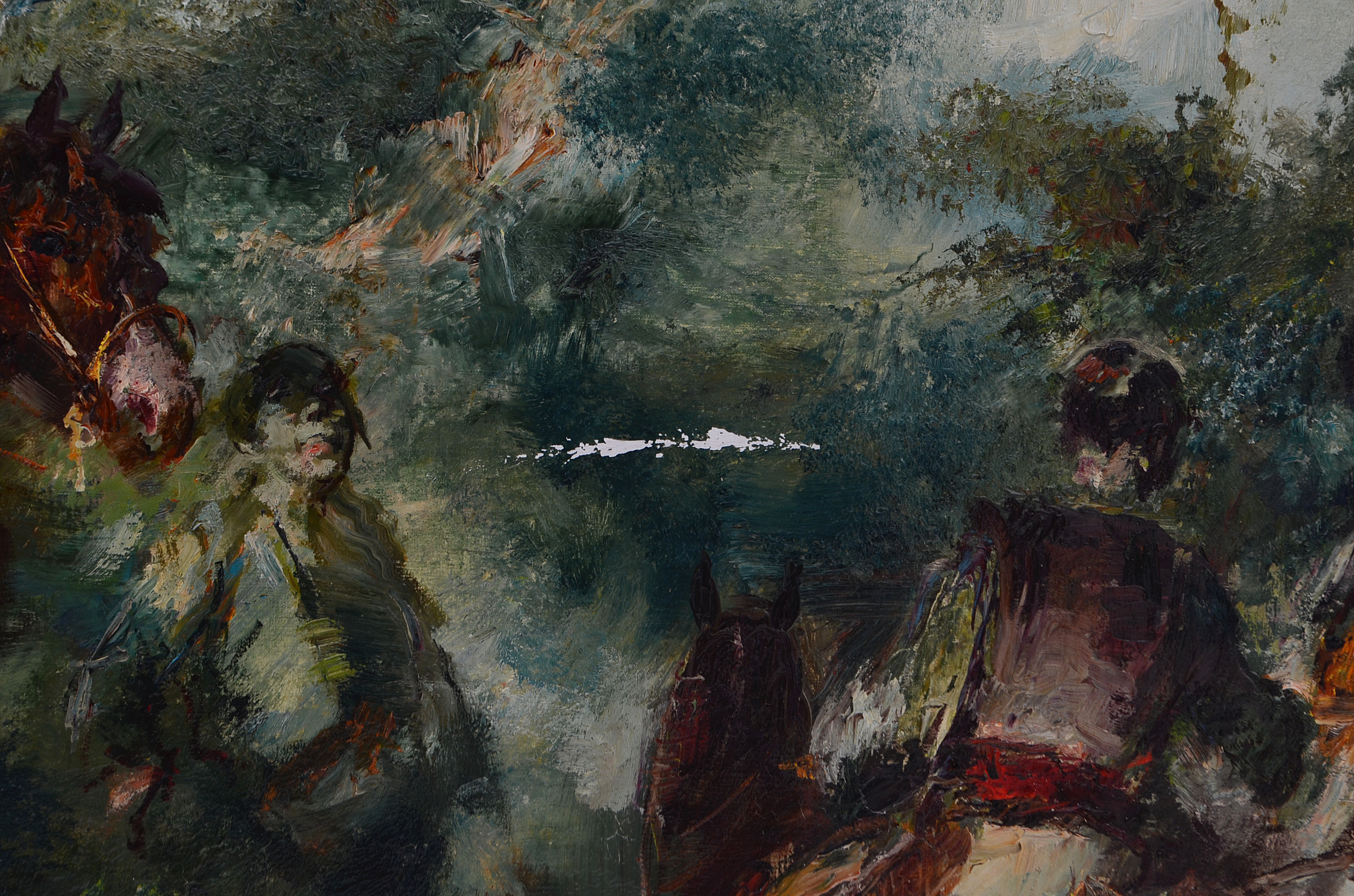 Joan Camo Sentis Original Large-Scale Oil Hunting Scene on Canvas | EBTH