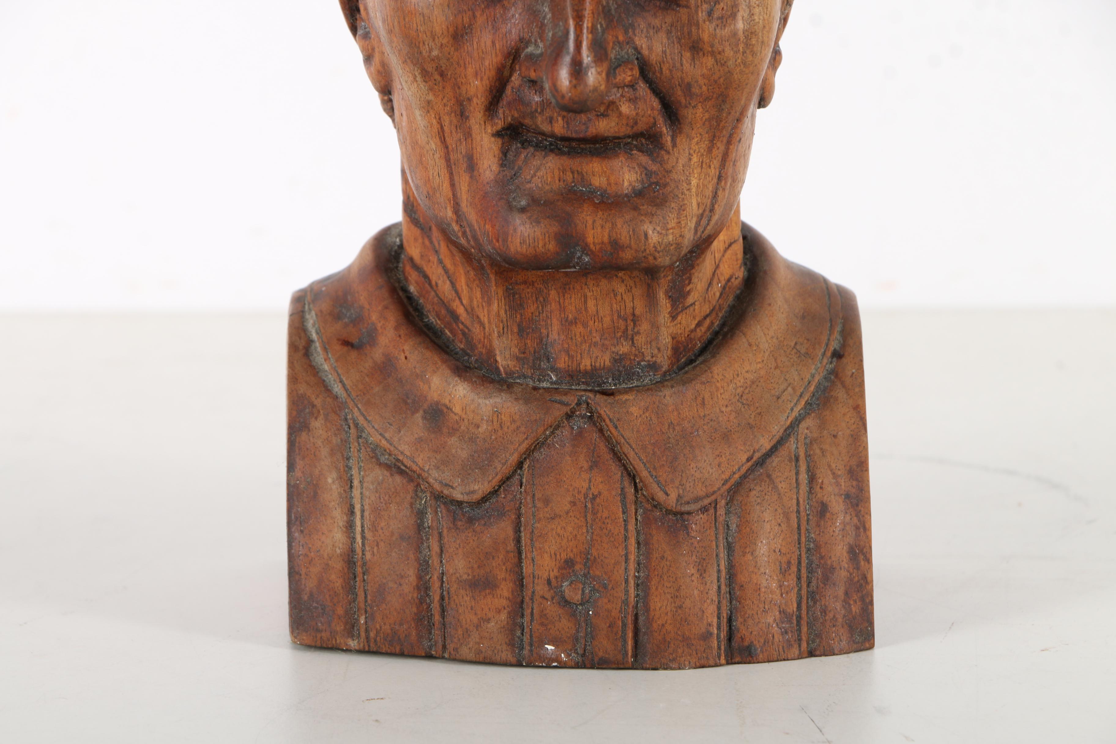 Hand Carved Folk Art Wooden Busts | EBTH