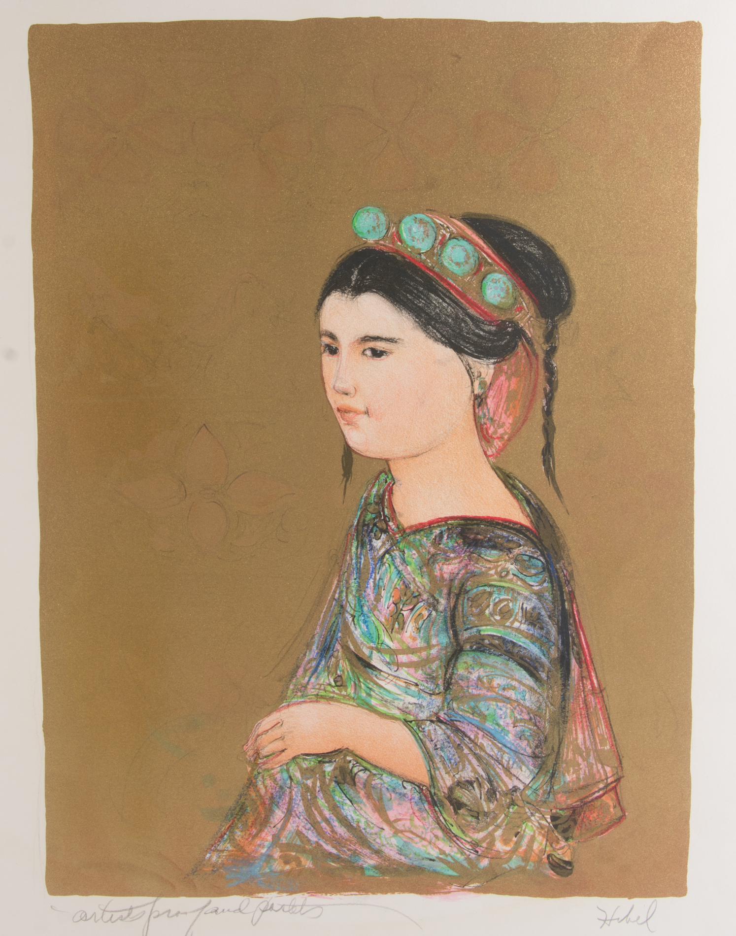 Edna Hibel Artist's Proof Embellished Lithograph "Hilltribe Maiden" | EBTH