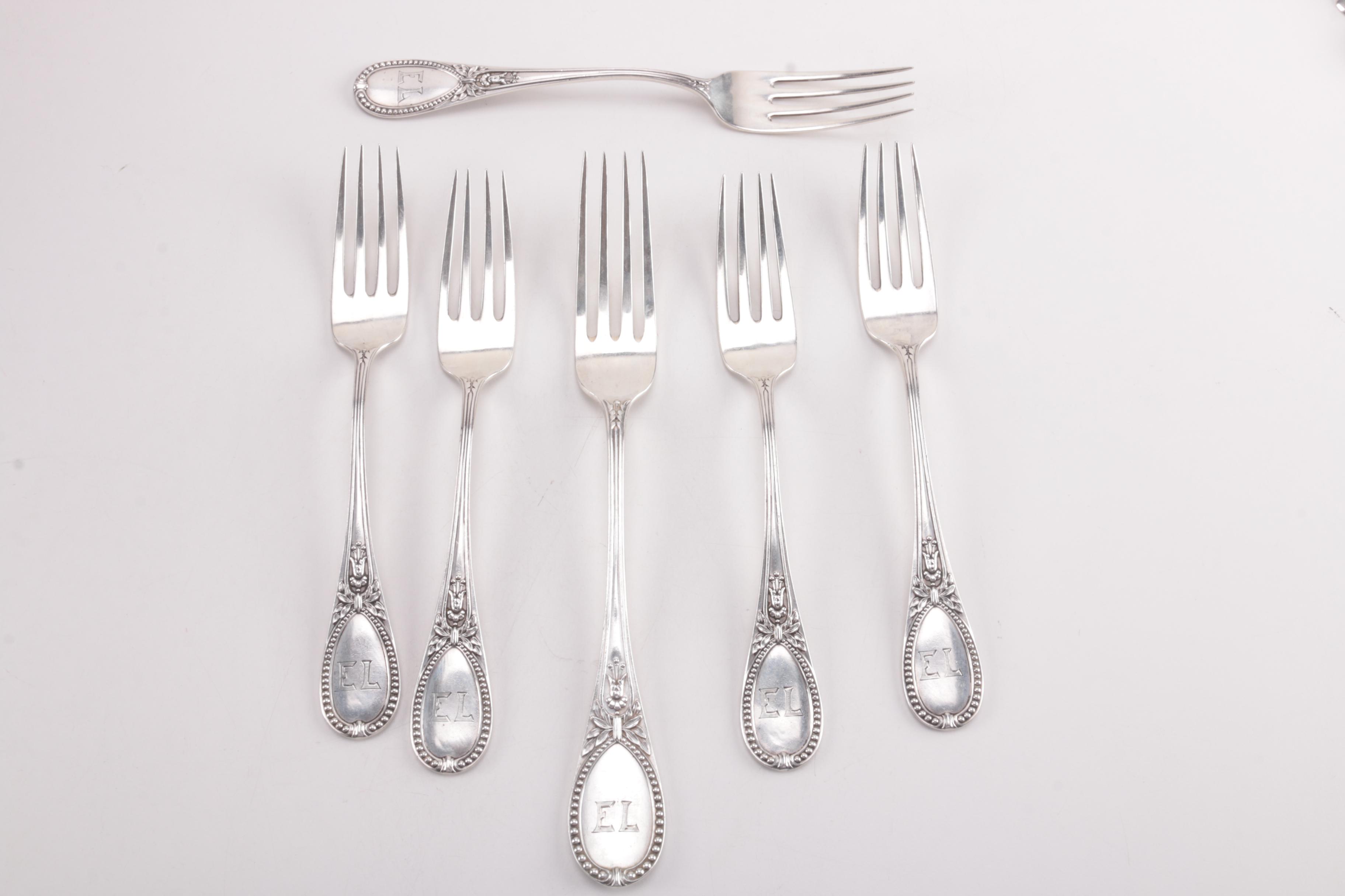 German 800 Silver Flatware Set Marked for Retailer H. Meyen & Co | EBTH