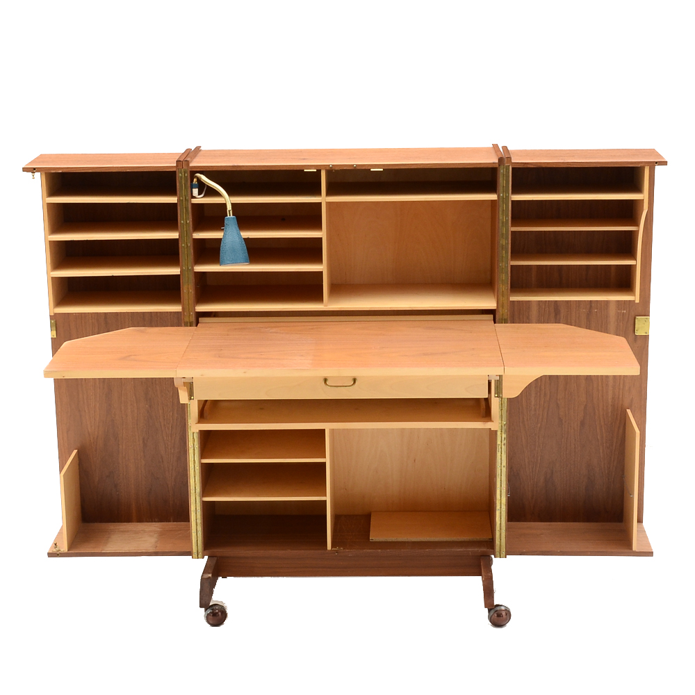 Mid Century Modern "Magic Box" Teak Folding Desk | EBTH