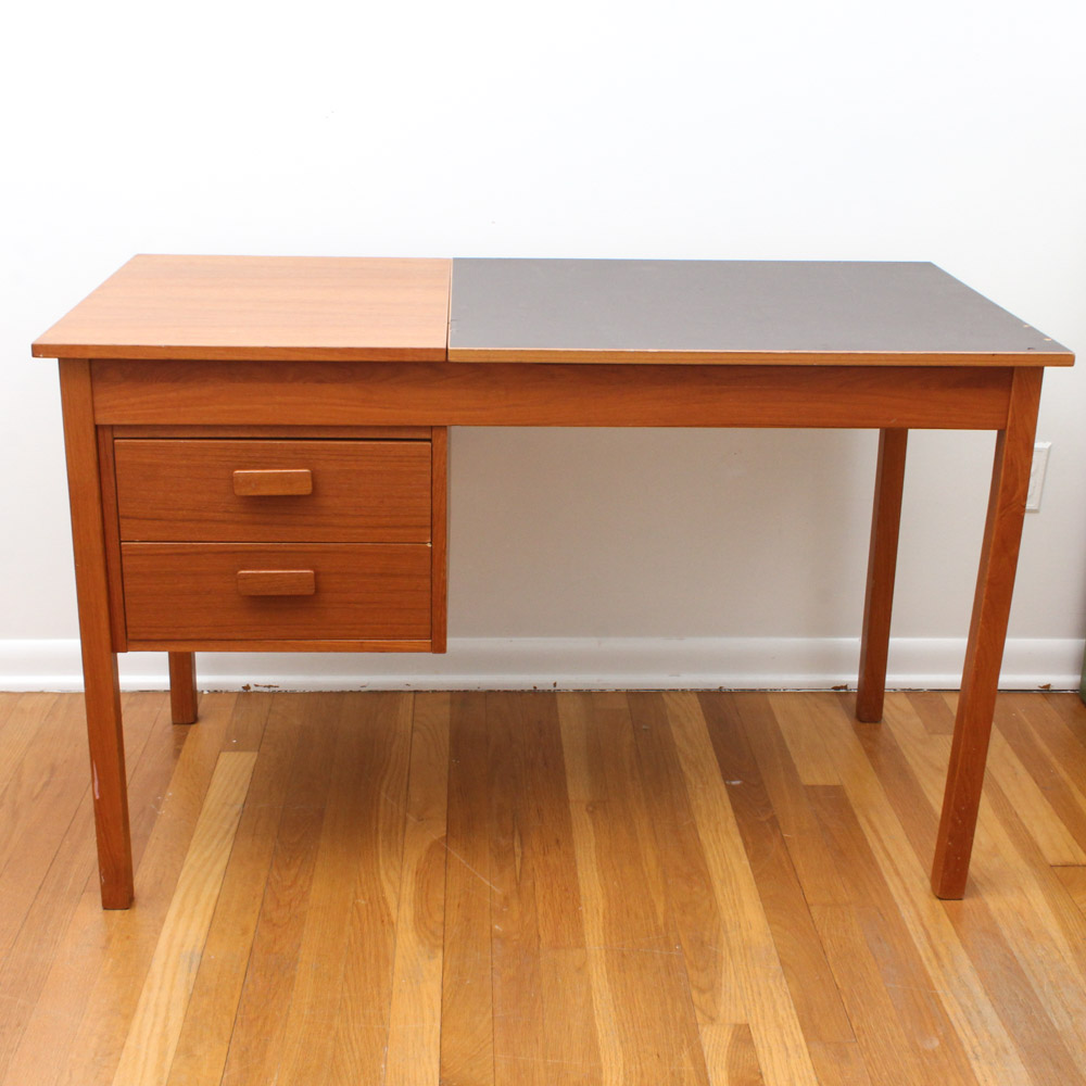Danish Modern Drafting Table Left Drawer Desk | EBTH