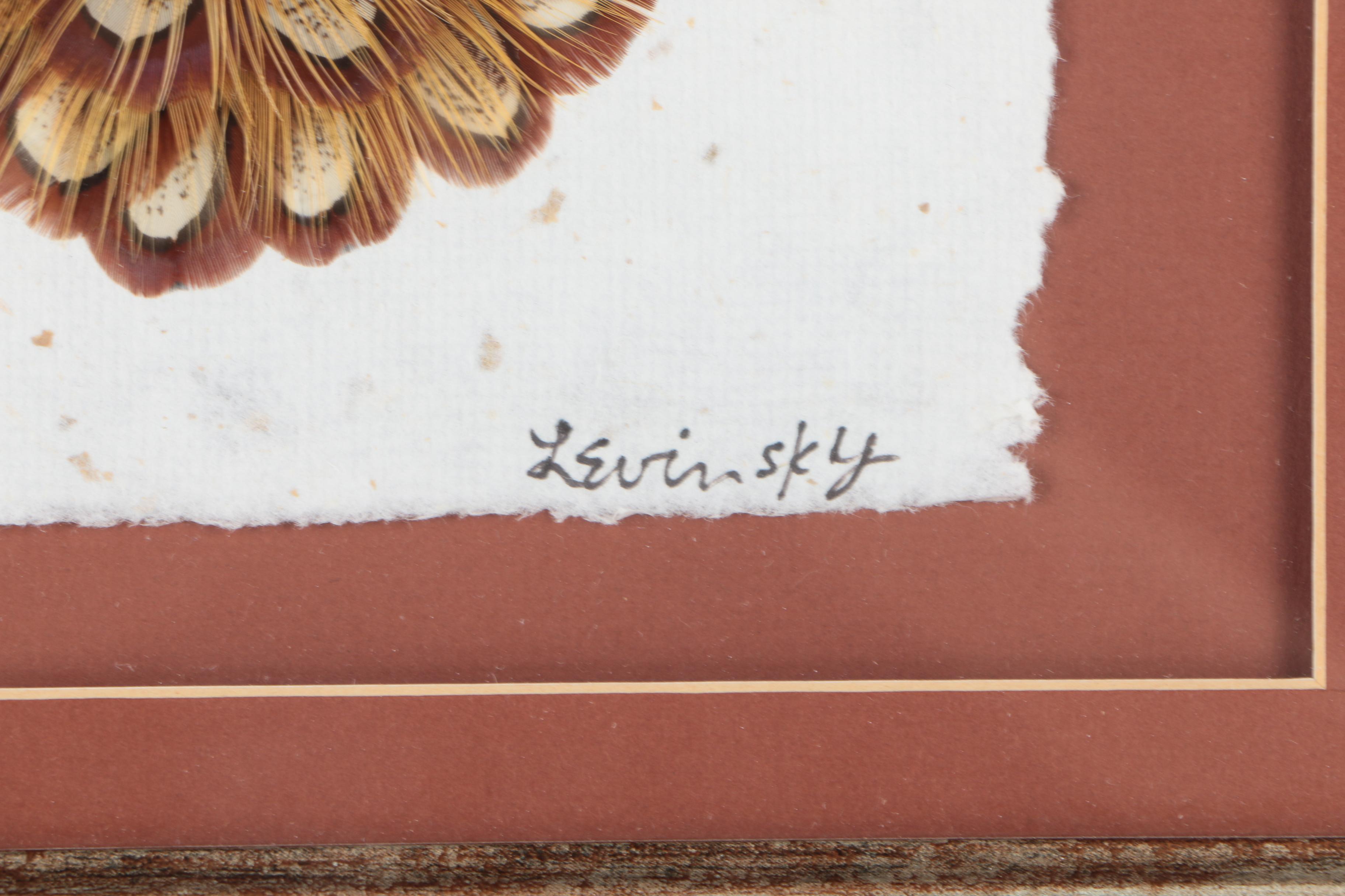 Ellen Levinsky Feather Collage "Golden Butterfly" | EBTH