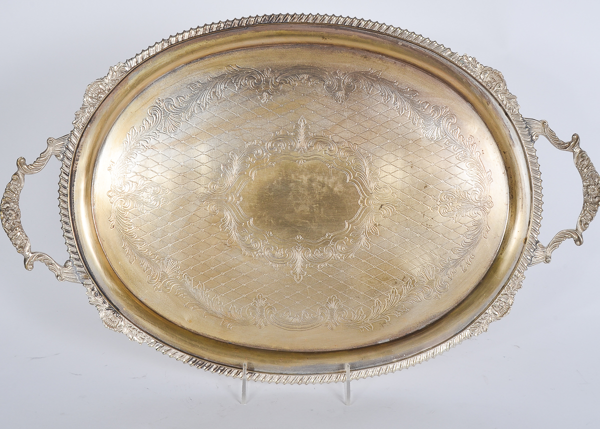 Antique Russian Silver Plate Serving Tray | EBTH