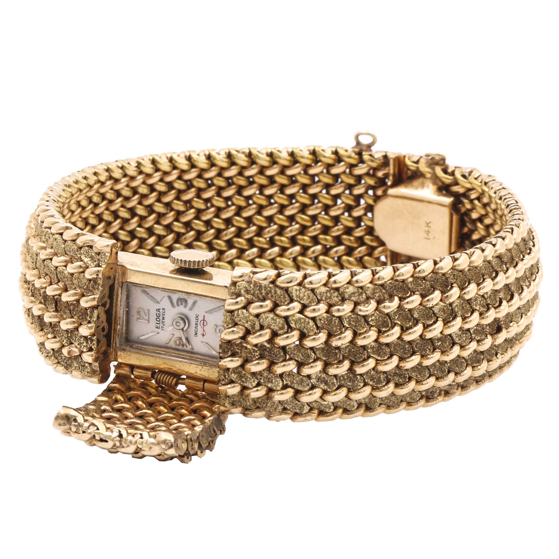 Eloga 14K Yellow Gold Bracelet With Covered Wristwatch | EBTH