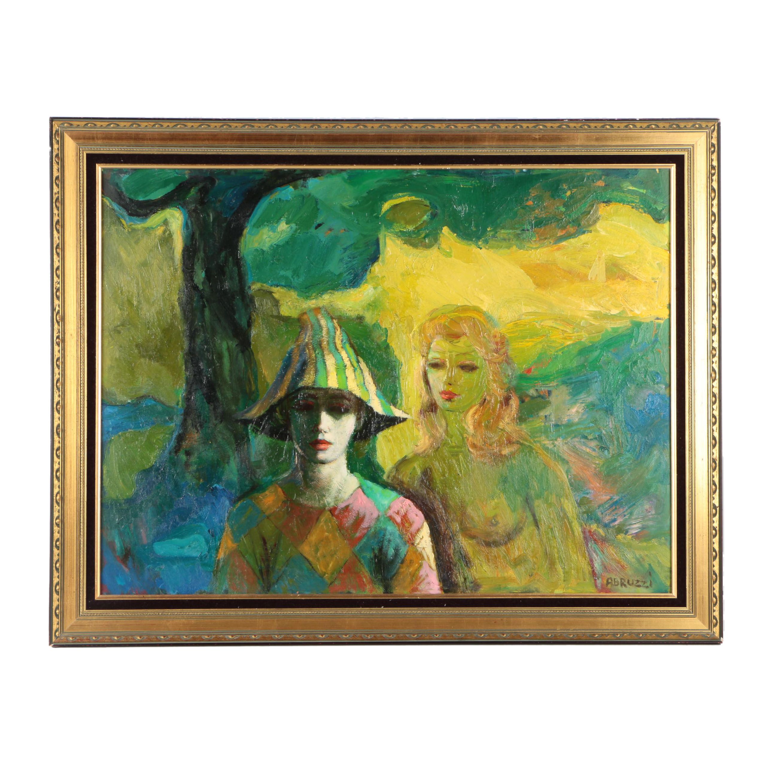 Harold Stephenson Abruzzi Mid-Century Oil Painting on Board of Two ...