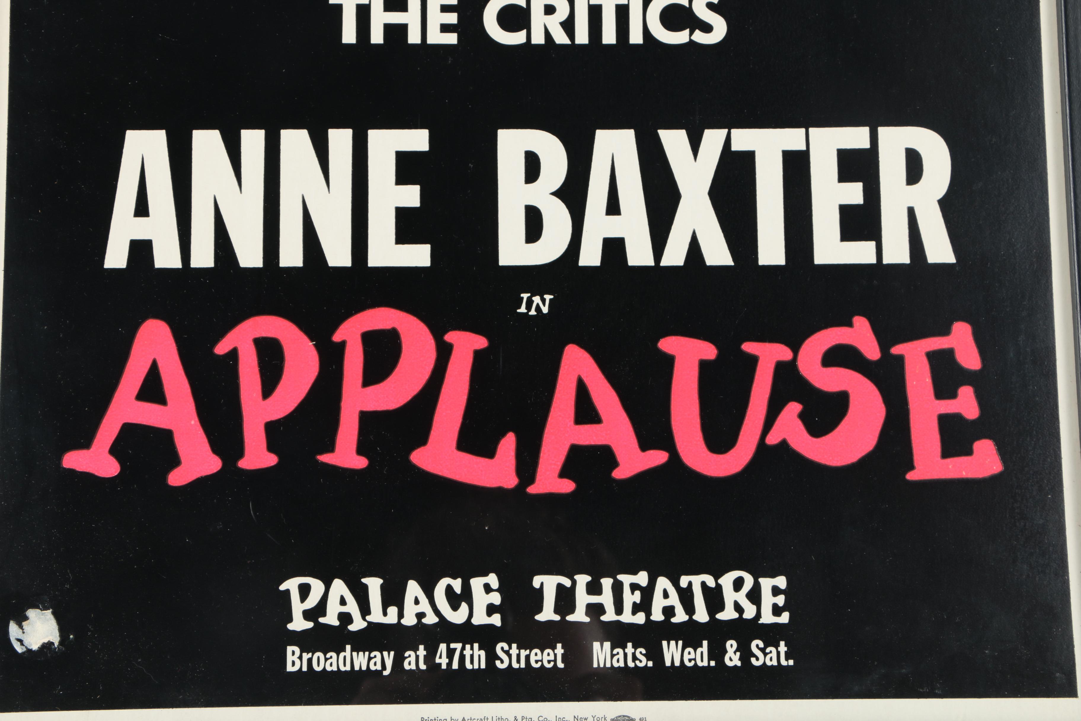1970s Broadway Poster for Anne Baxter in "Applause" | EBTH