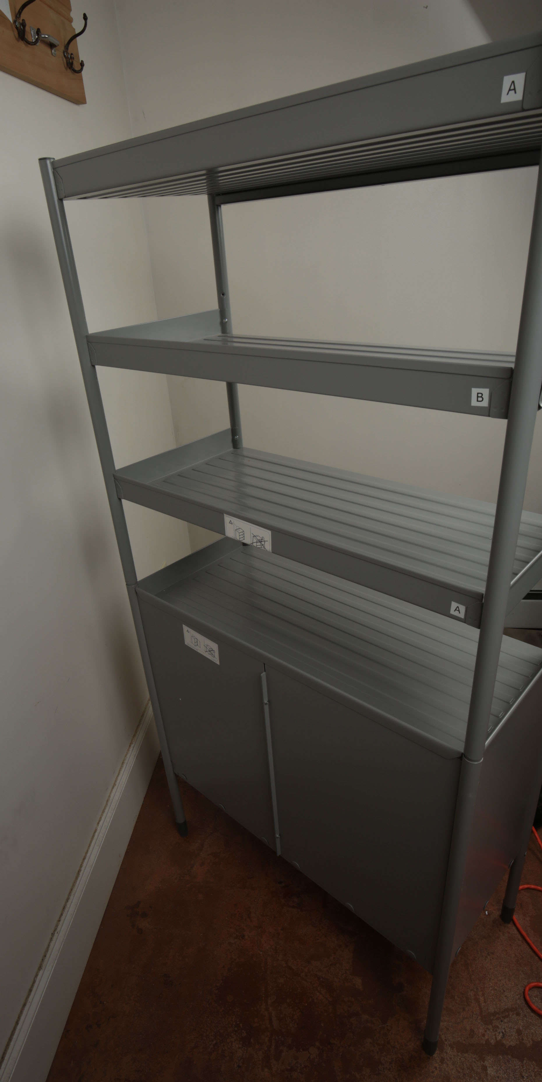 IKEA Metal Shelving Unit With Cabinet | EBTH