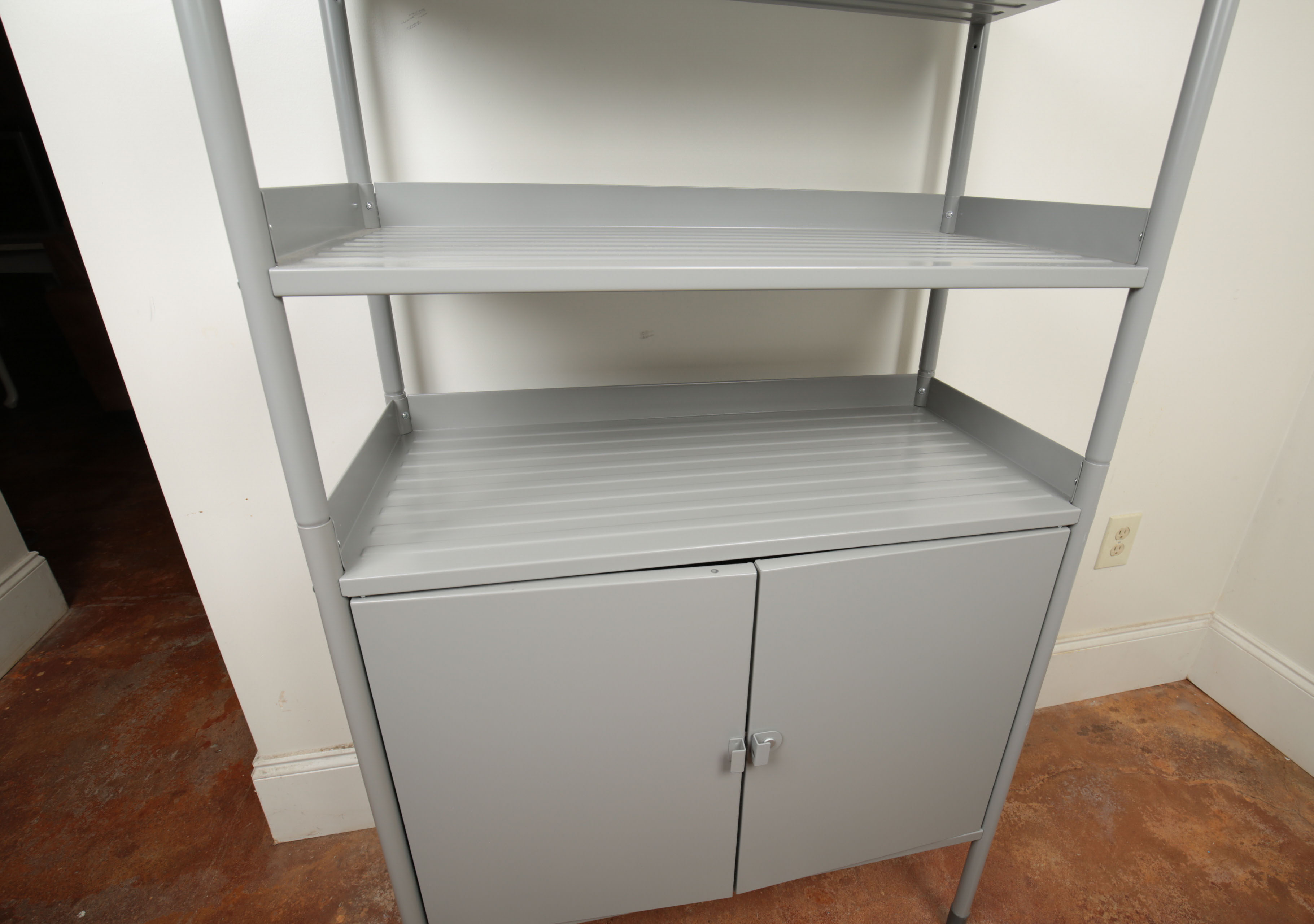 IKEA Metal Shelving Unit With Cabinet | EBTH