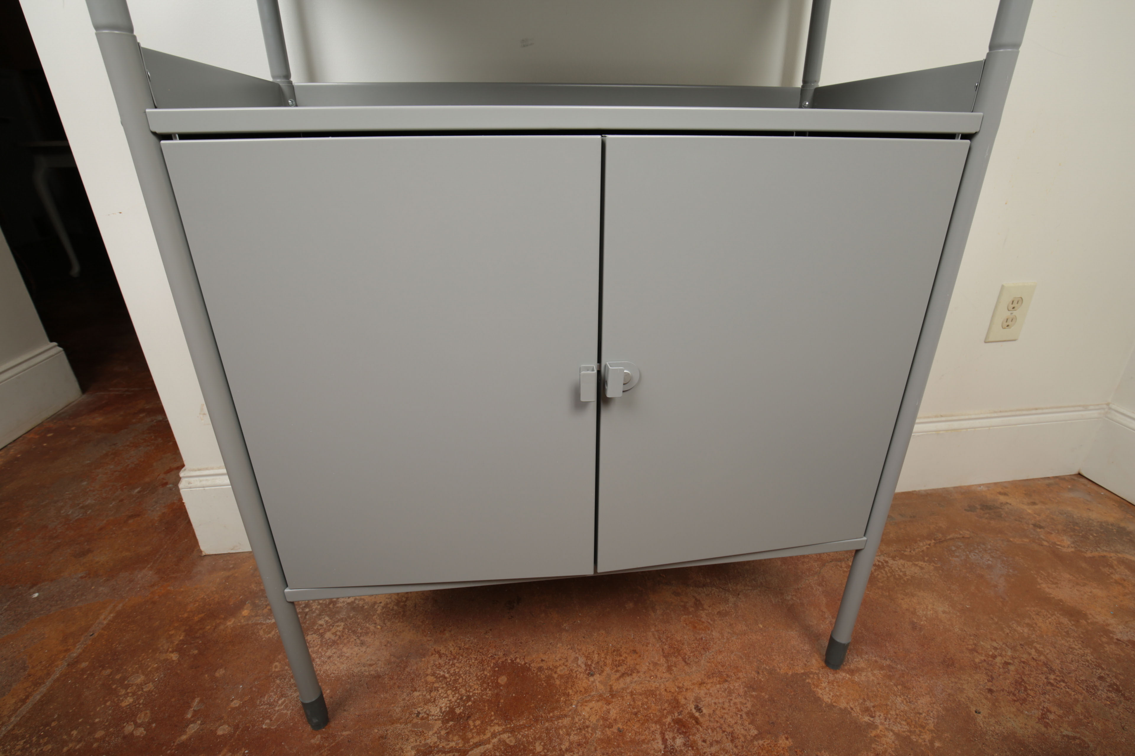 IKEA Metal Shelving Unit With Cabinet | EBTH