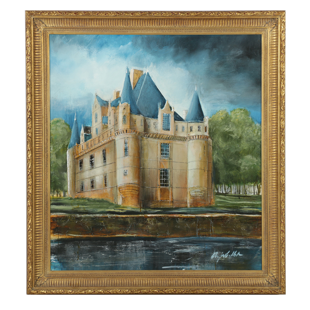 Alfred Huber Acrylic Painting on Canvas "Chateau" | EBTH