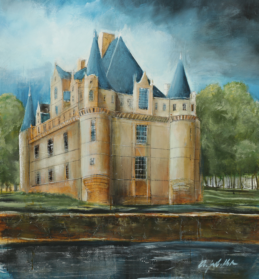 Alfred Huber Acrylic Painting on Canvas "Chateau" | EBTH