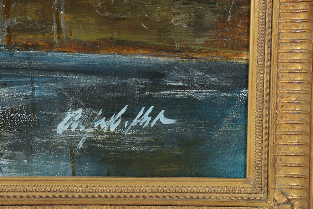 Alfred Huber Acrylic Painting on Canvas "Chateau" | EBTH