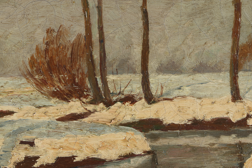 Charles Lambert Oil Painting on Canvas Wintry Landcscape | EBTH