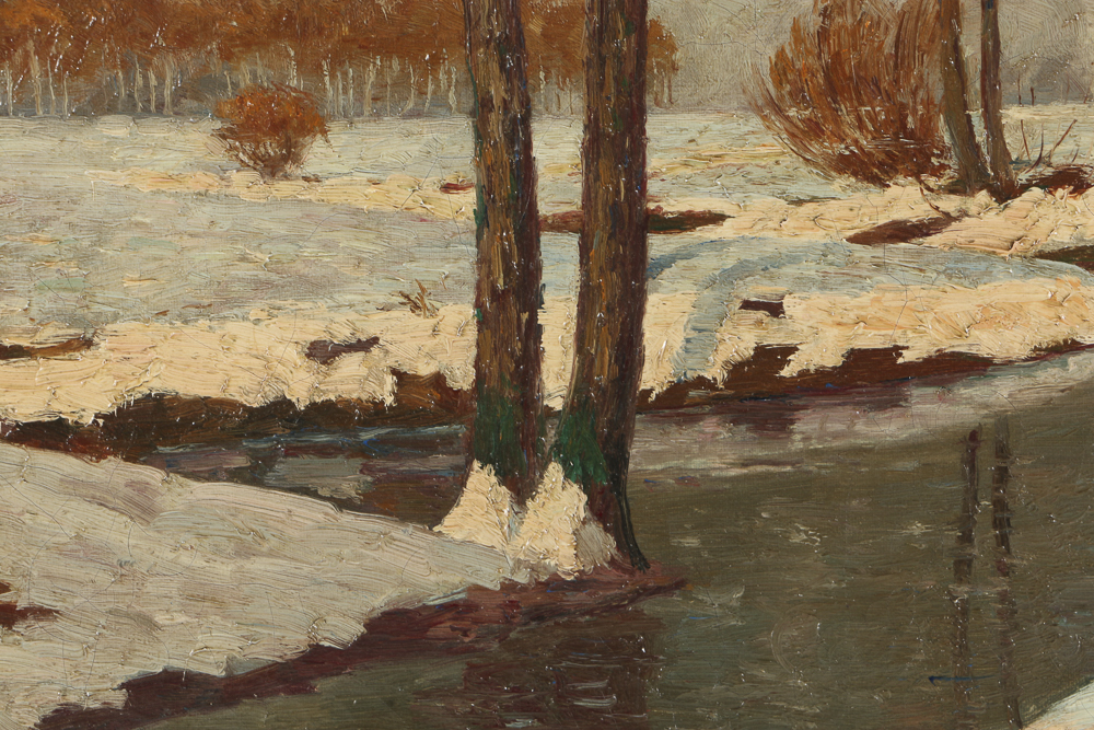 Charles Lambert Oil Painting on Canvas Wintry Landcscape | EBTH