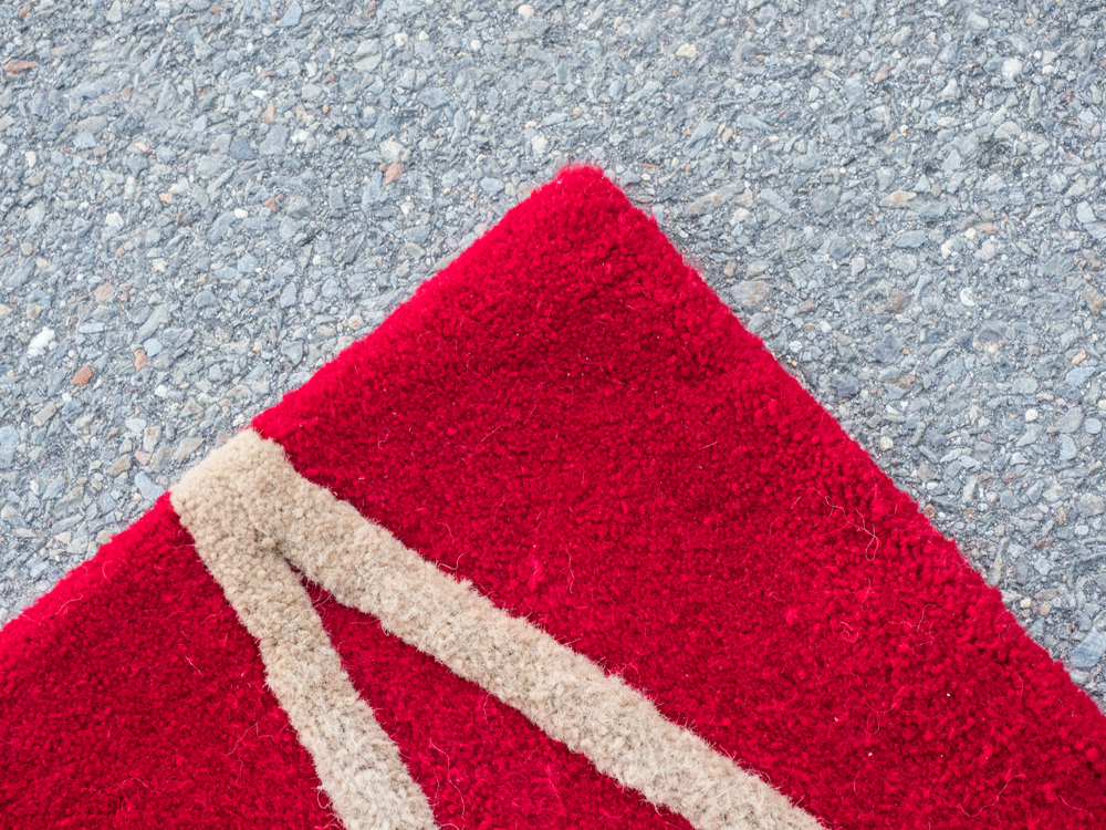 Vintage Hand-Tufted Red Helix Motif Area Rug | EBTH