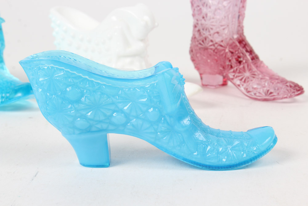 Fenton Glass Shoes Including Vaseline Glass | EBTH