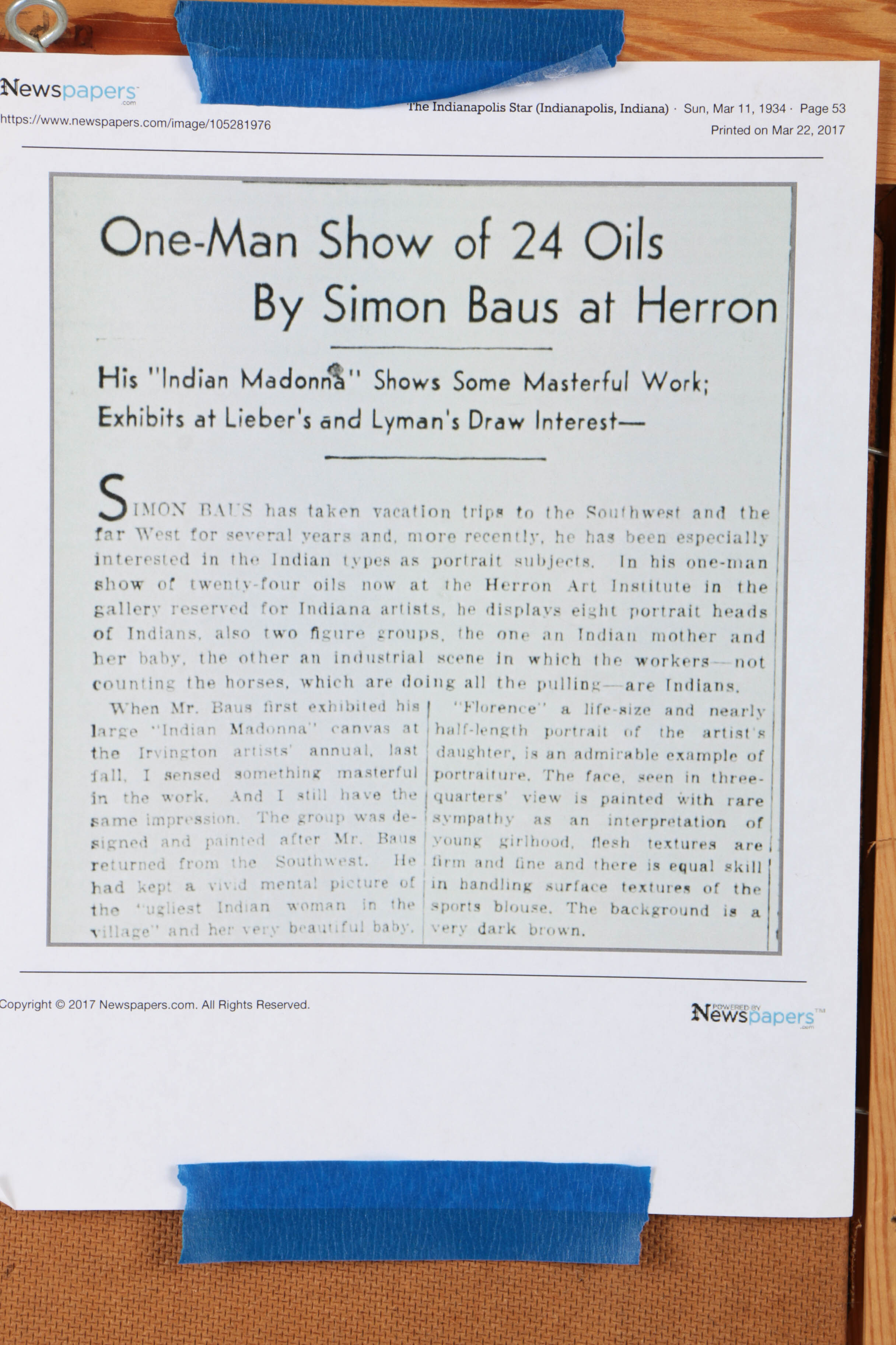 Rare Southwestern Portrait of a Native American by Simon Baus | EBTH