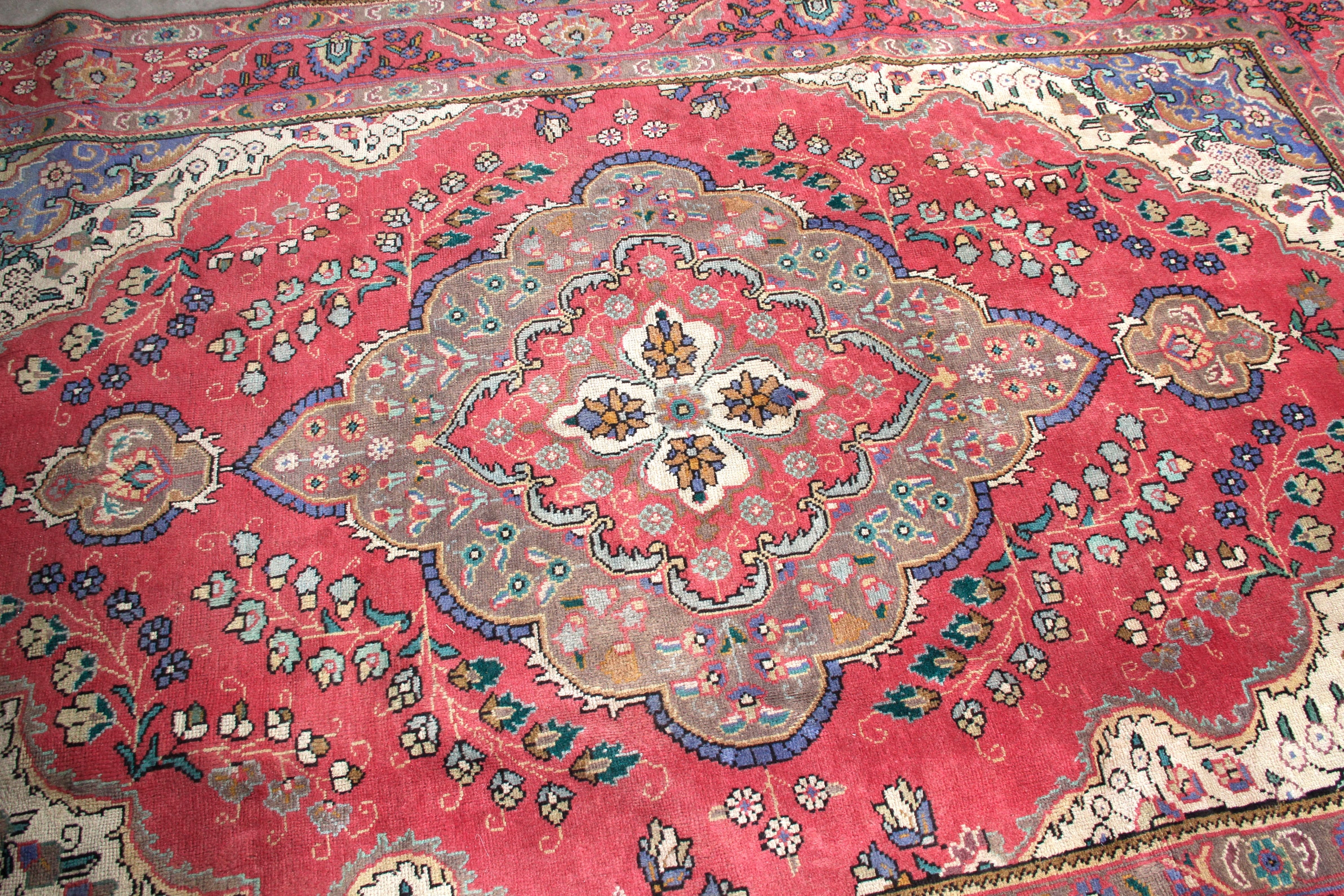 Vintage Hand-Knotted Persian Tabatabai Tabriz Rug | EBTH