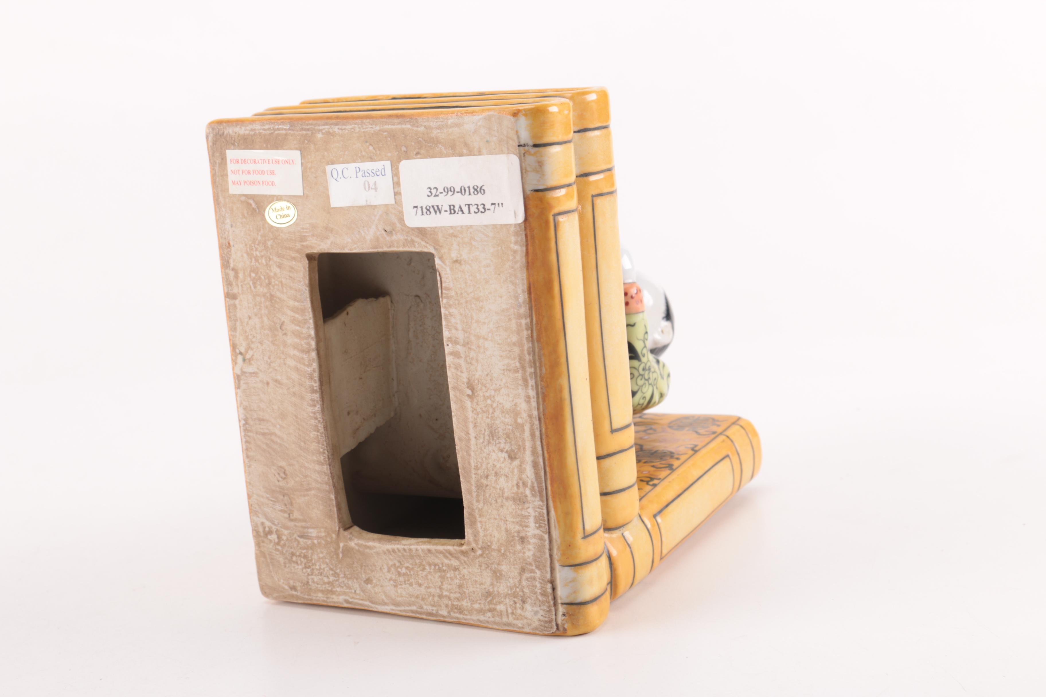 Chinese Ceramic Child Reading Bookend | EBTH