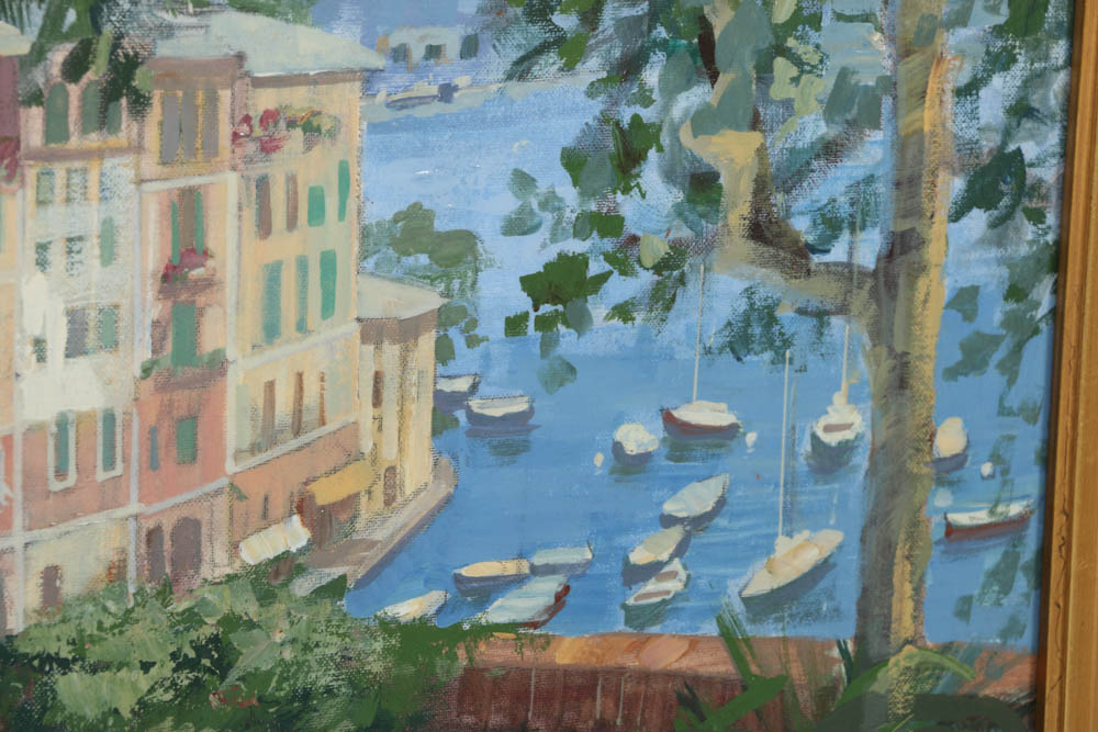 William Benecke Oil Painting on Canvas "Portofino Harbor" | EBTH