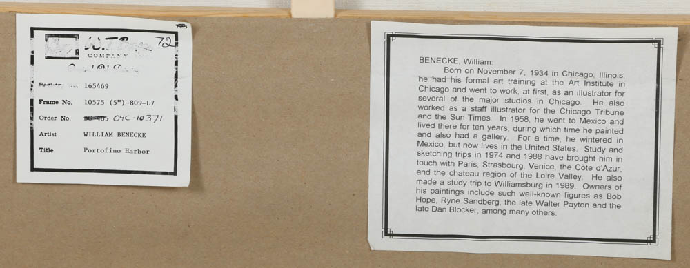 William Benecke Oil Painting on Canvas "Portofino Harbor" | EBTH