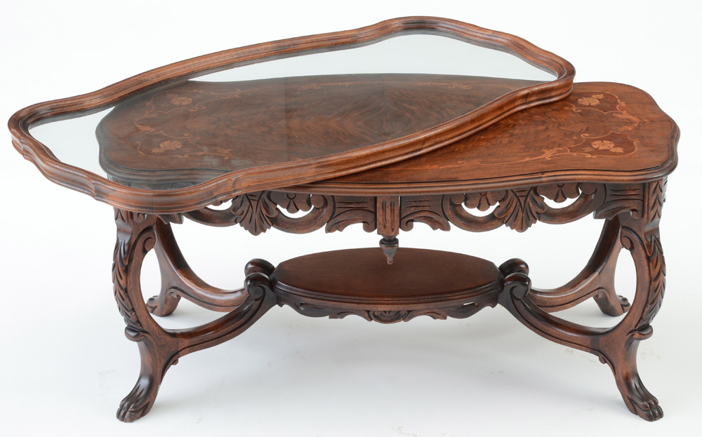 Vintage Book Matched Veneer Top Coffee Table | EBTH