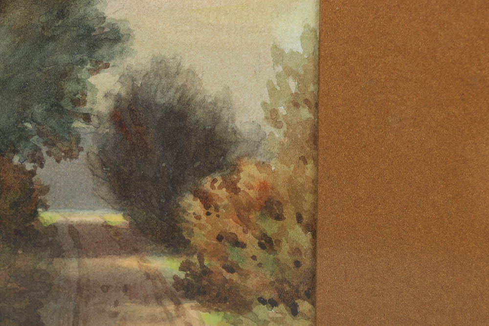 Watercolor Painting on Paper of Dirt Path Landscape | EBTH