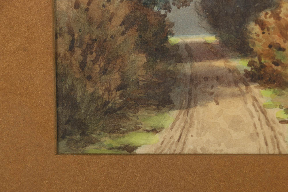Watercolor Painting on Paper of Dirt Path Landscape | EBTH