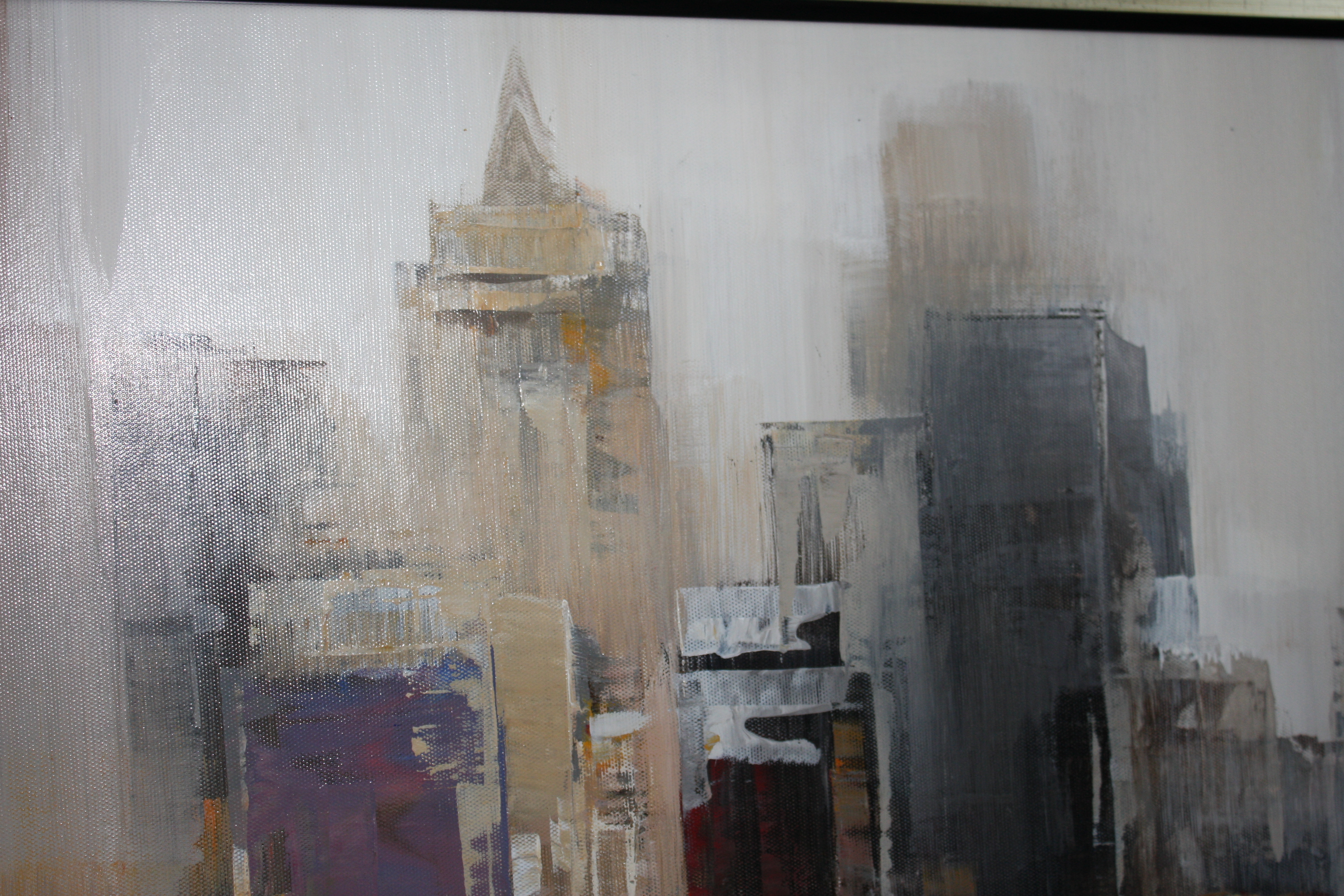 Wilfred Lang Acrylic Painting of Abstract Cityscape | EBTH
