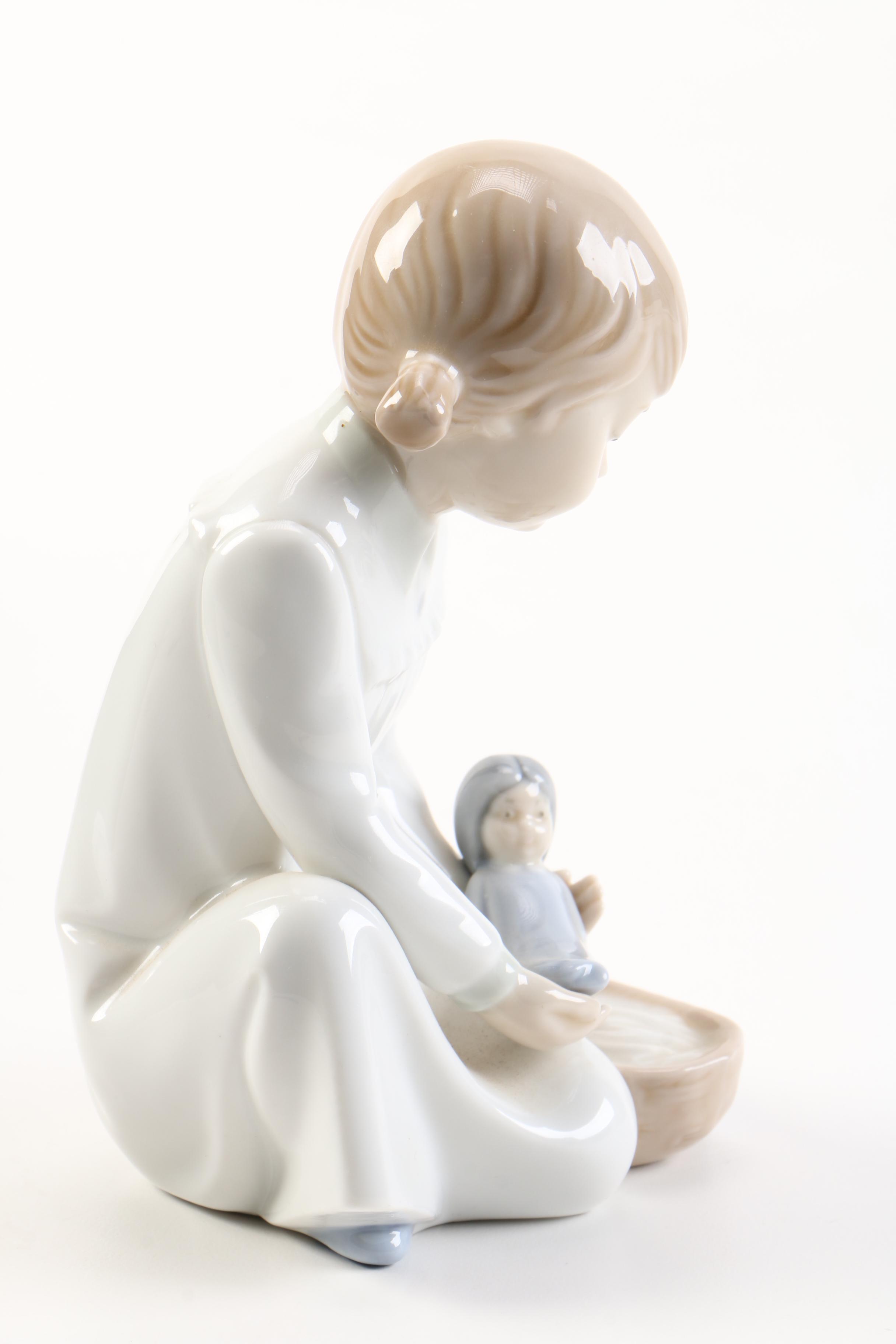 NAO by Lladró Girl With Doll Figurine | EBTH