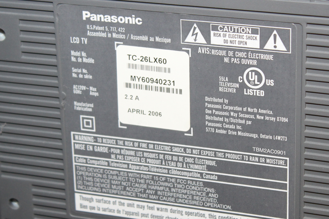 2006 Panasonic 26" Veira Flat Screen Television | EBTH