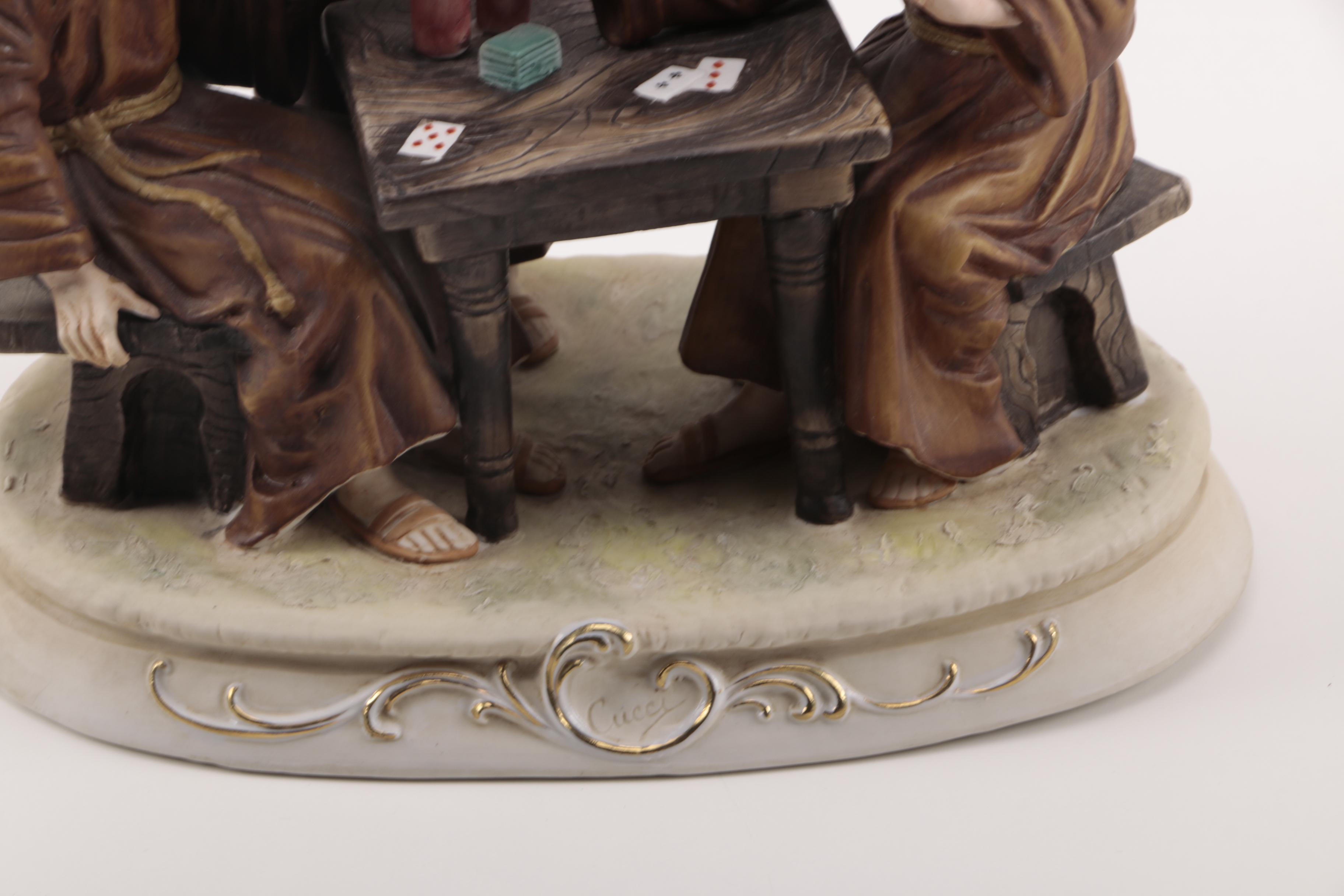 Capodimonte Monks Playing Cards Figurine | EBTH