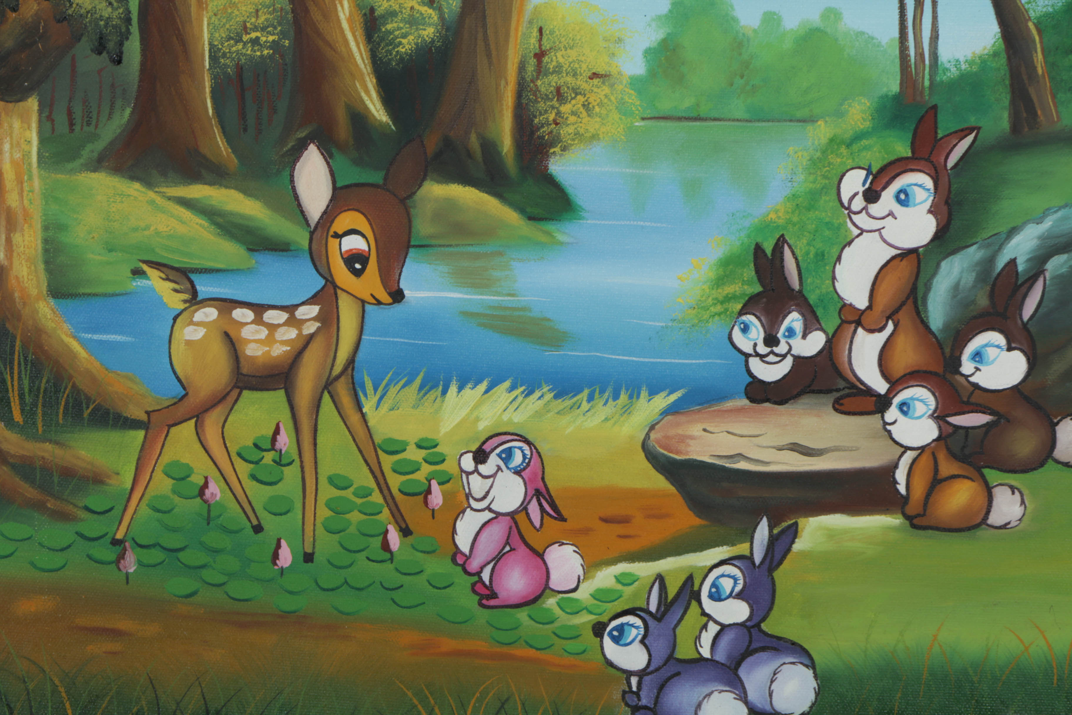 Acrylic Painting on Canvas Bambi Inspired Composition | EBTH