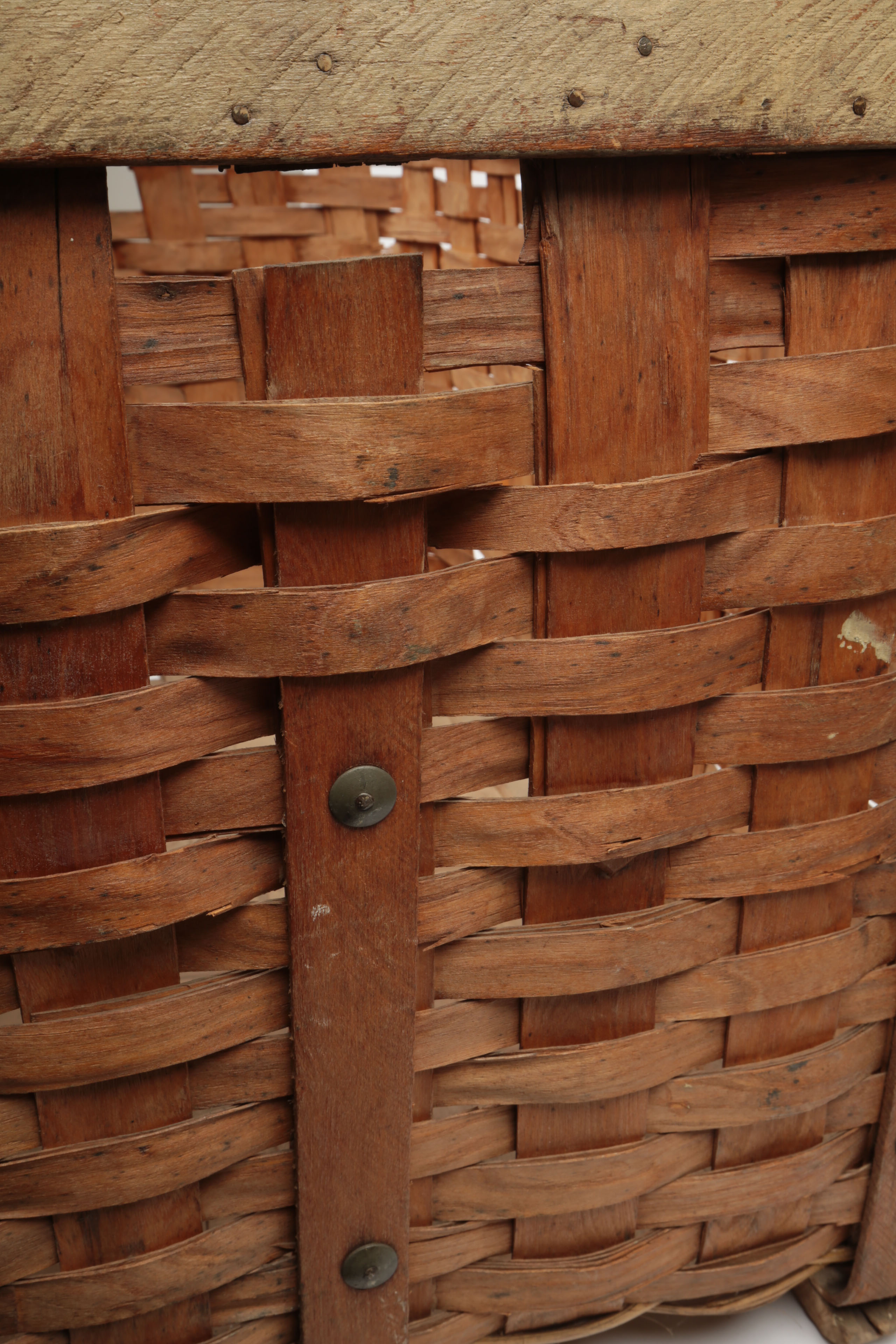 Antique Large Split Oak and Wicker Basket | EBTH