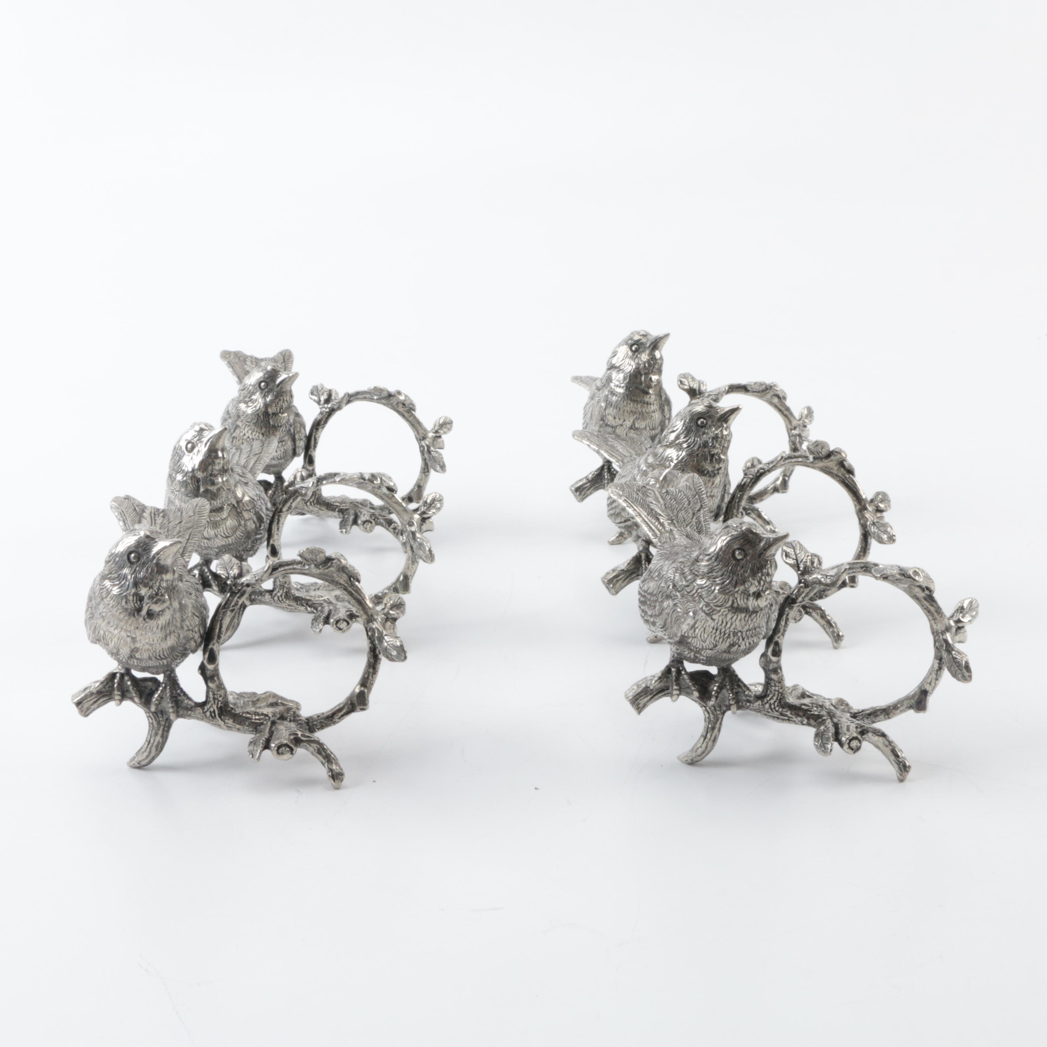 Silver Tone Bird Napkin Ring Set for Six | EBTH
