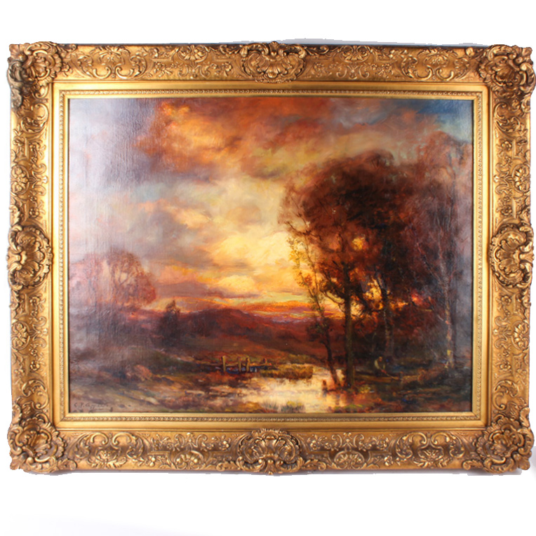 Charles P. Appel Oil Painting on Canvas of Landscape at Sunrise | EBTH