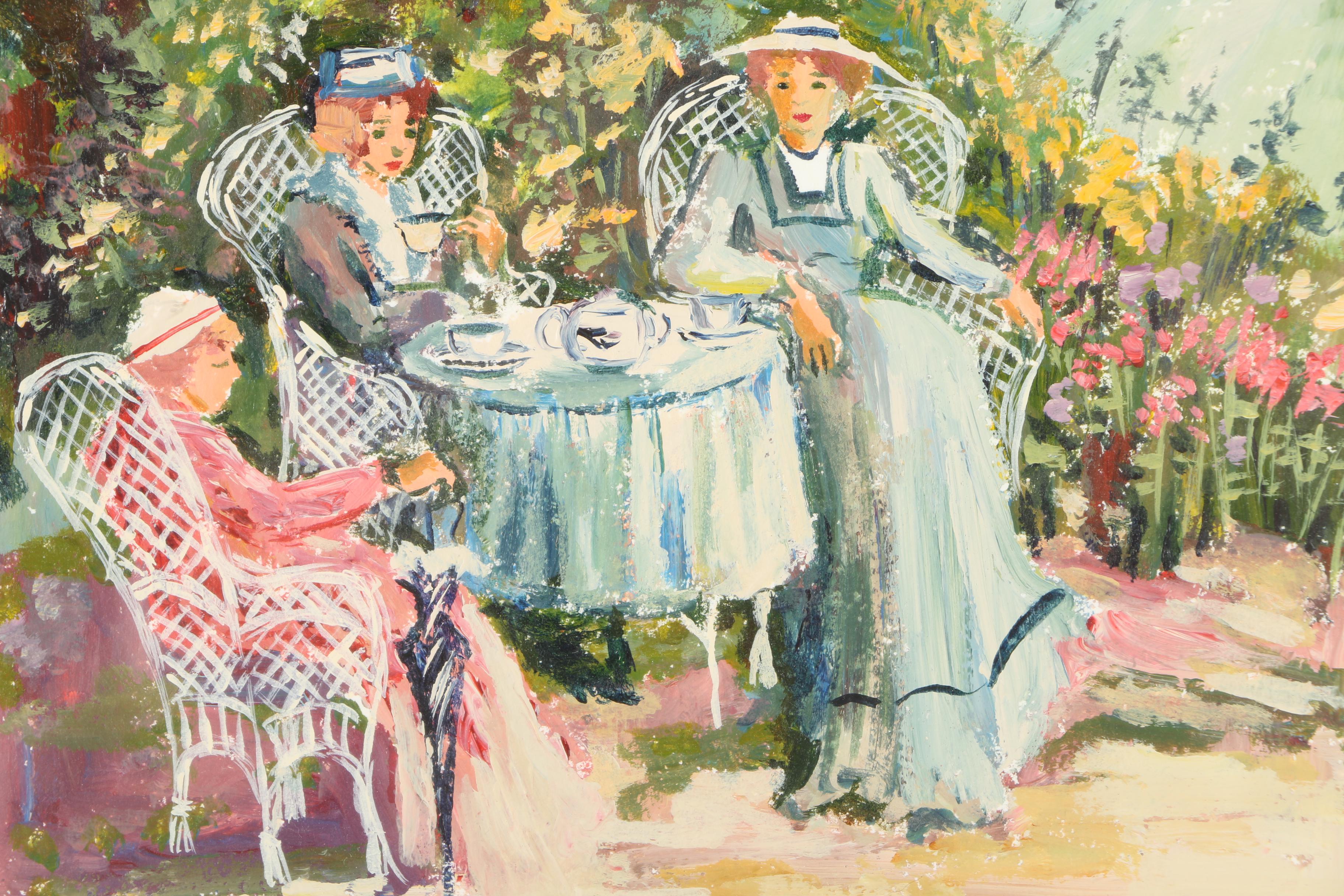 Acrylic Painting of Women Drinking Tea | EBTH