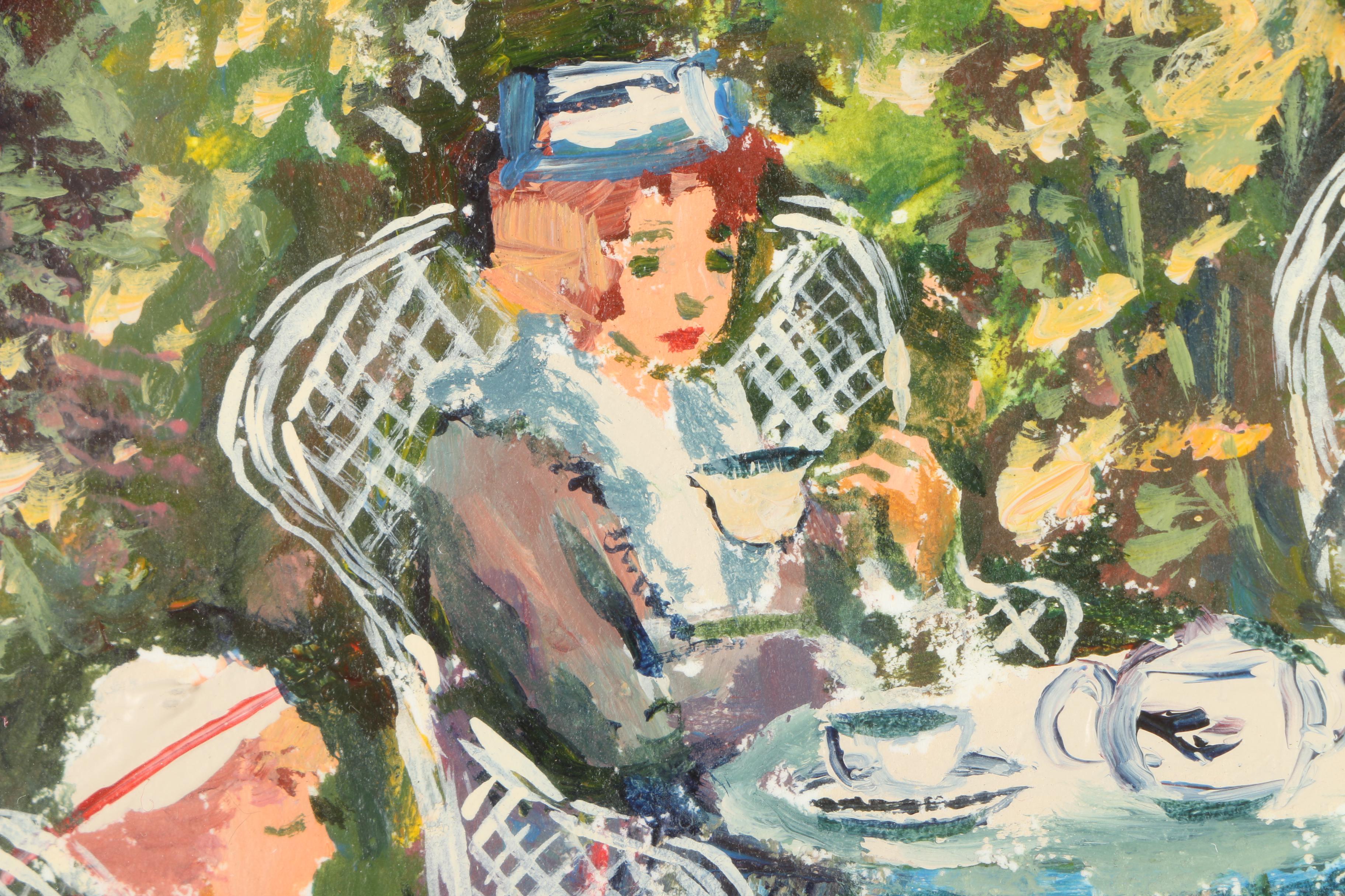 Acrylic Painting of Women Drinking Tea | EBTH