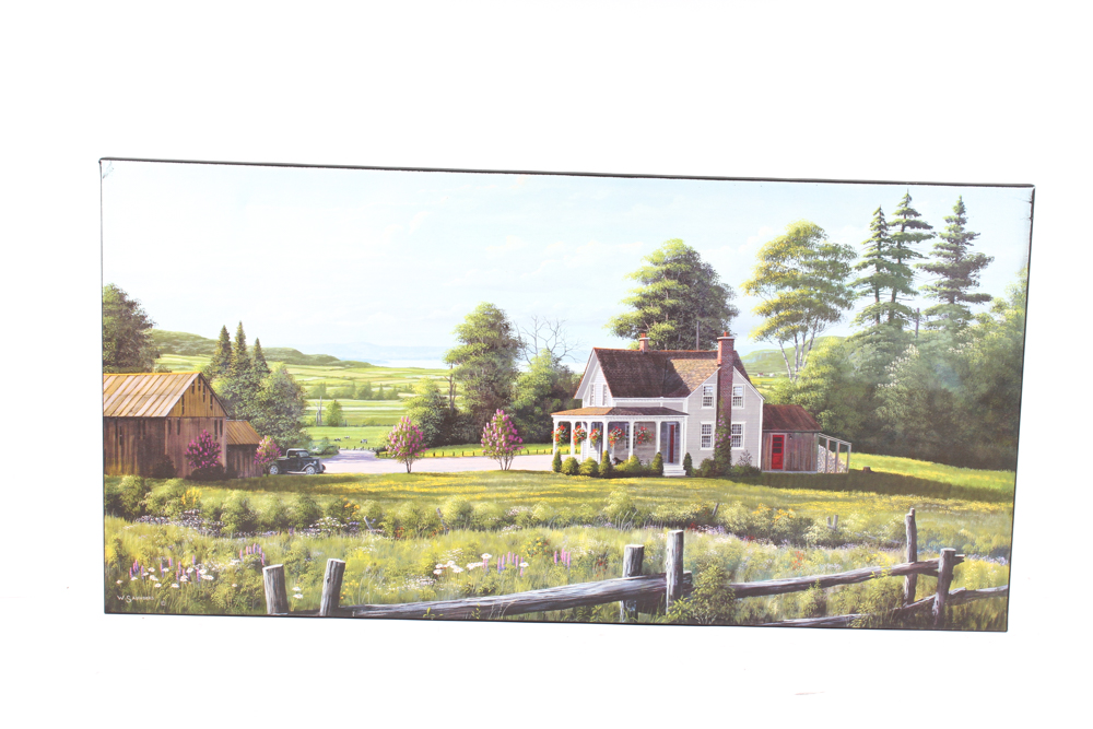 W. Saunders Art Print on Canvas "Hanging Basket" | EBTH