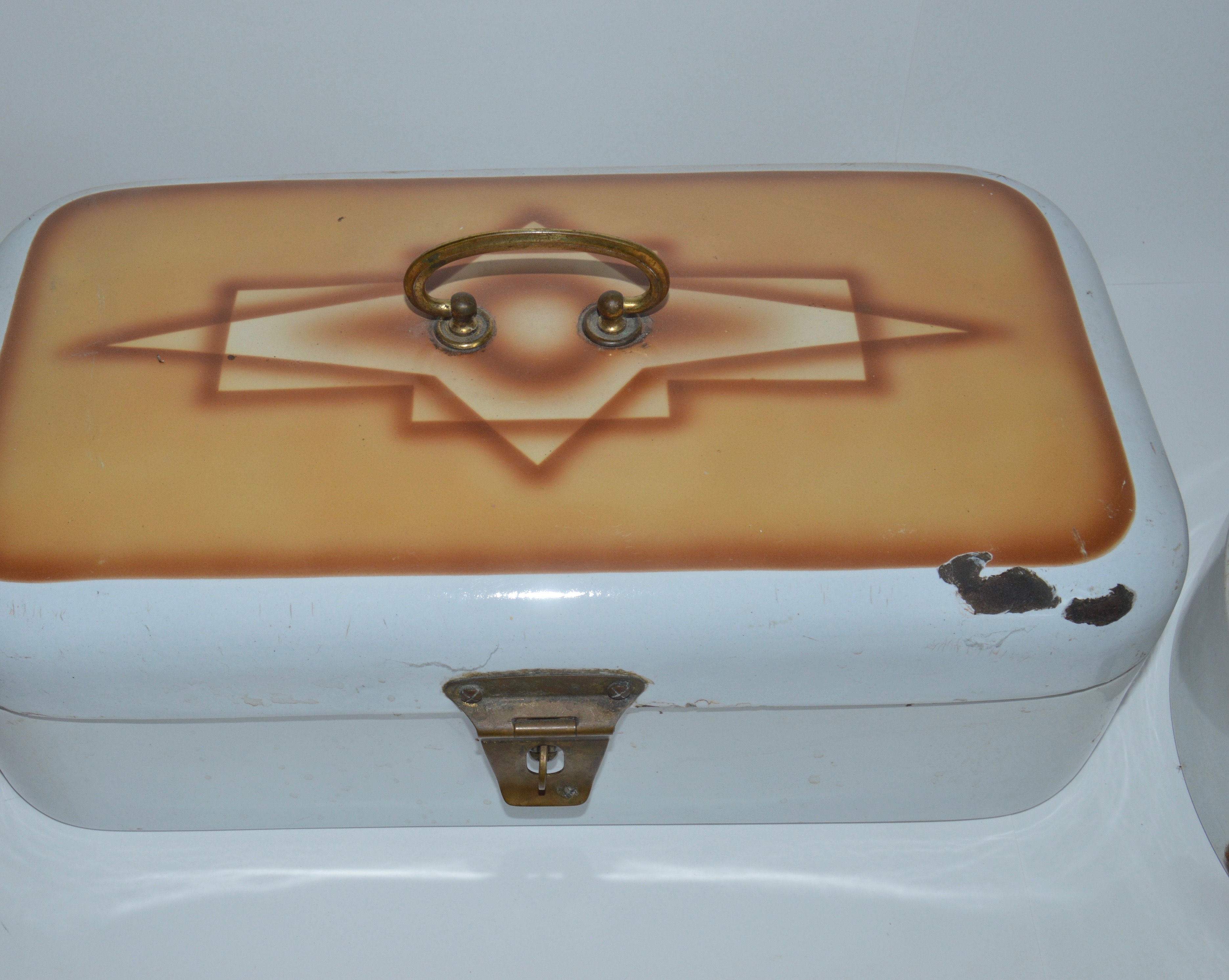 Pair of Vintage Enamel Bread Boxes | EBTH