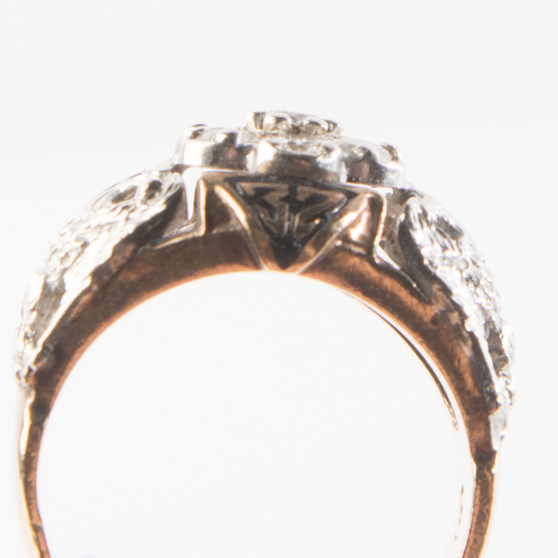 10K Yellow and White Gold and Diamond 32nd Degree Scottish Rite Ring | EBTH
