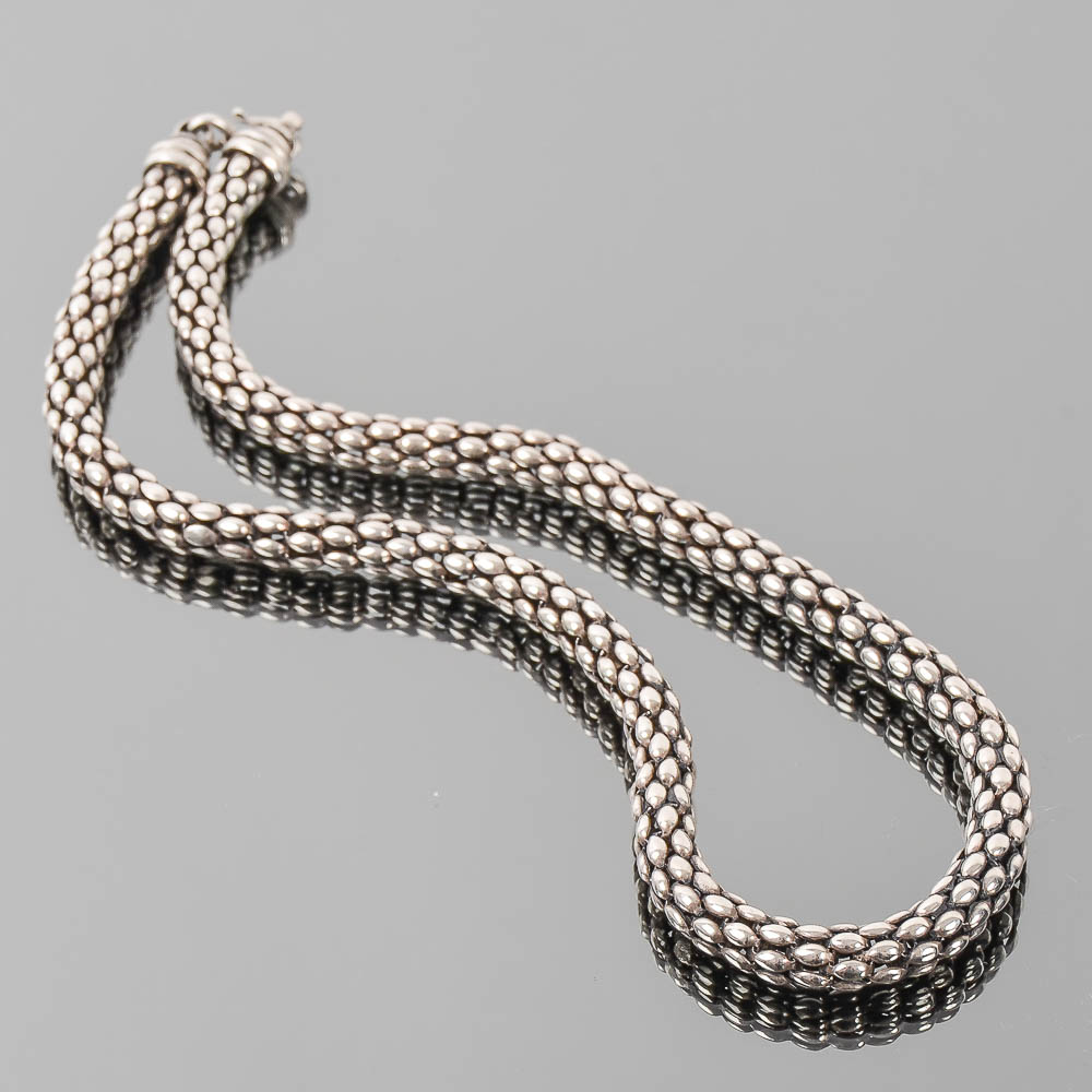 Sterling Silver Popcorn Chain Necklace | EBTH