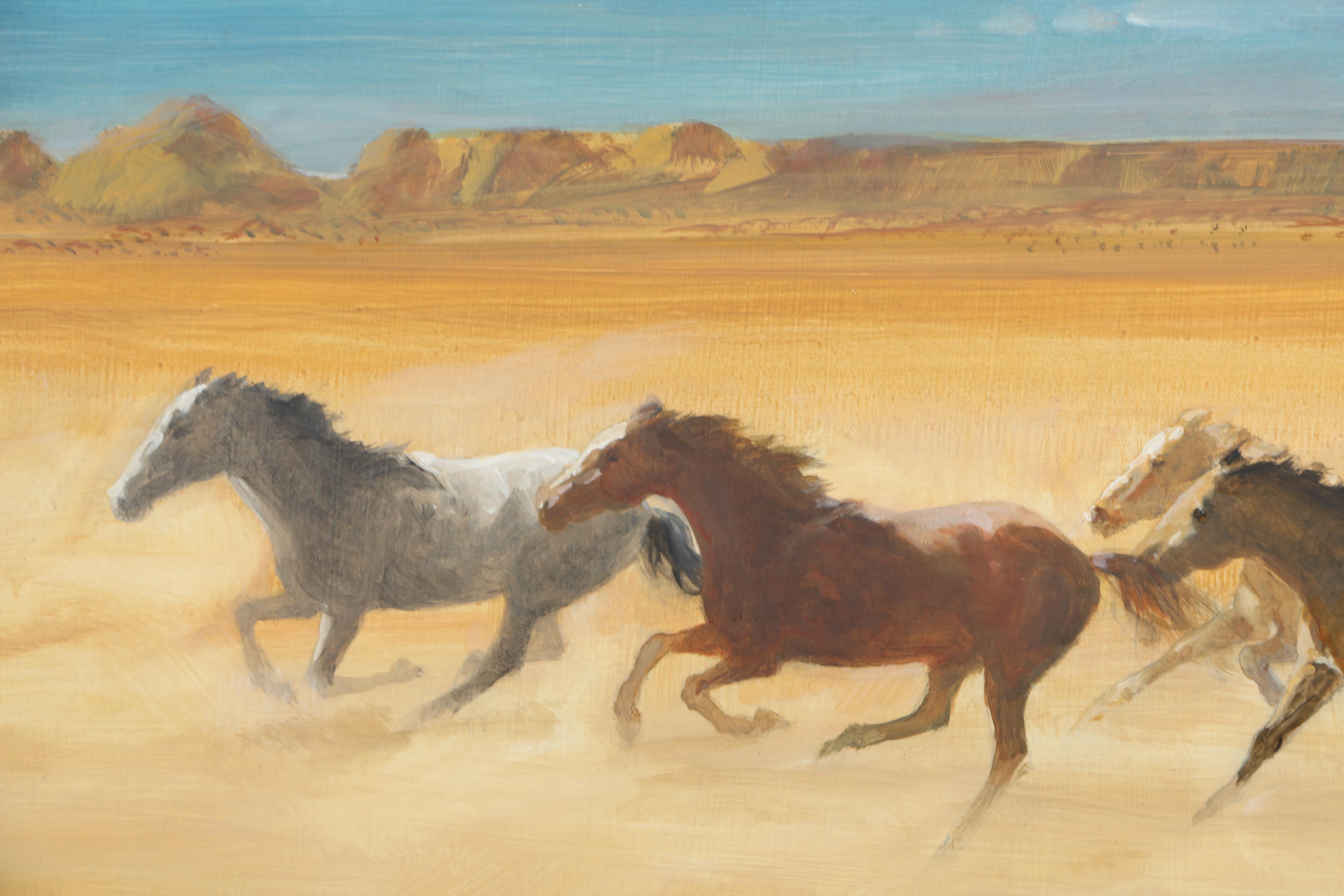 Reginald Jones Oil Painting on Canvas Board of Horses | EBTH