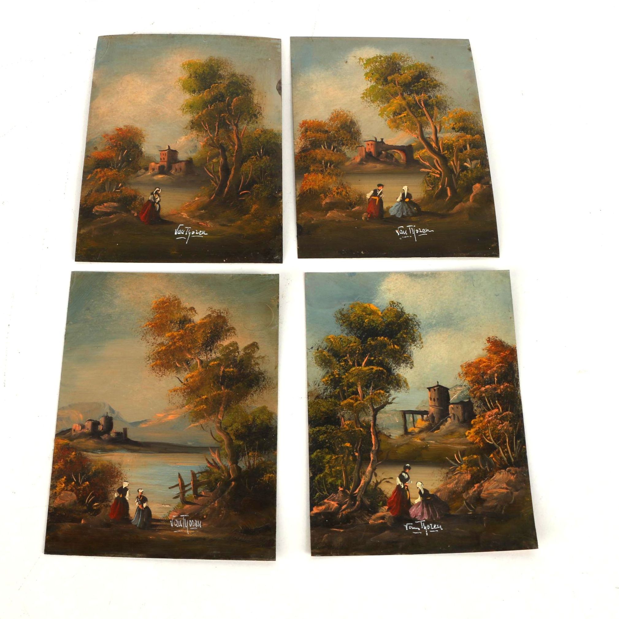 After Otto Van Thoren Oil Paintings on Copper Plate of Genre Scenes | EBTH