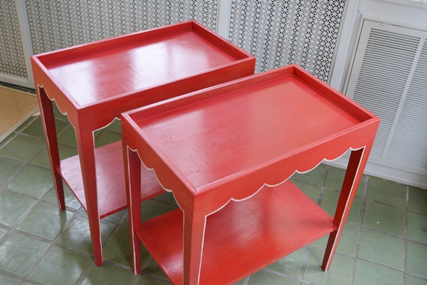 Red Painted Wood Side Tables | EBTH